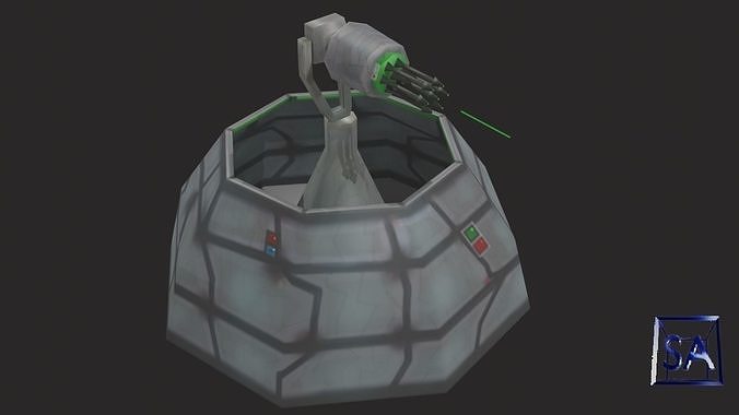 3D model Defense Laser Gun Tower VR / AR / low-poly rigged animated ...