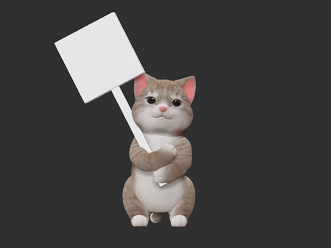 Cat - Hold Sign welcome 3D model 3D printable | CGTrader