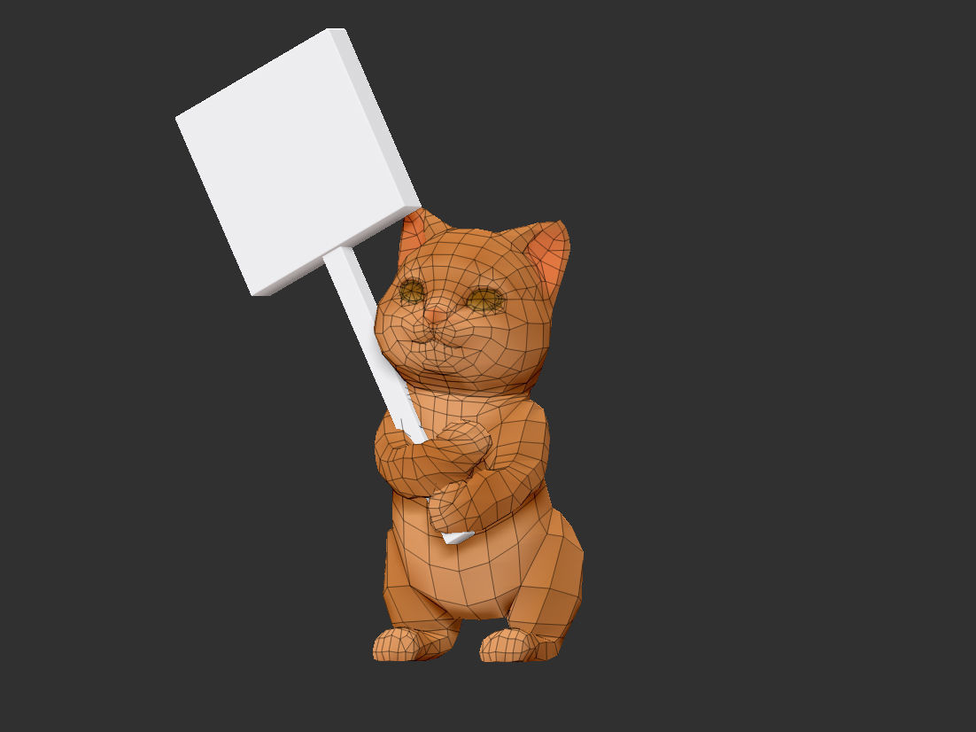 Cat - Hold Sign welcome 3D model 3D printable | CGTrader