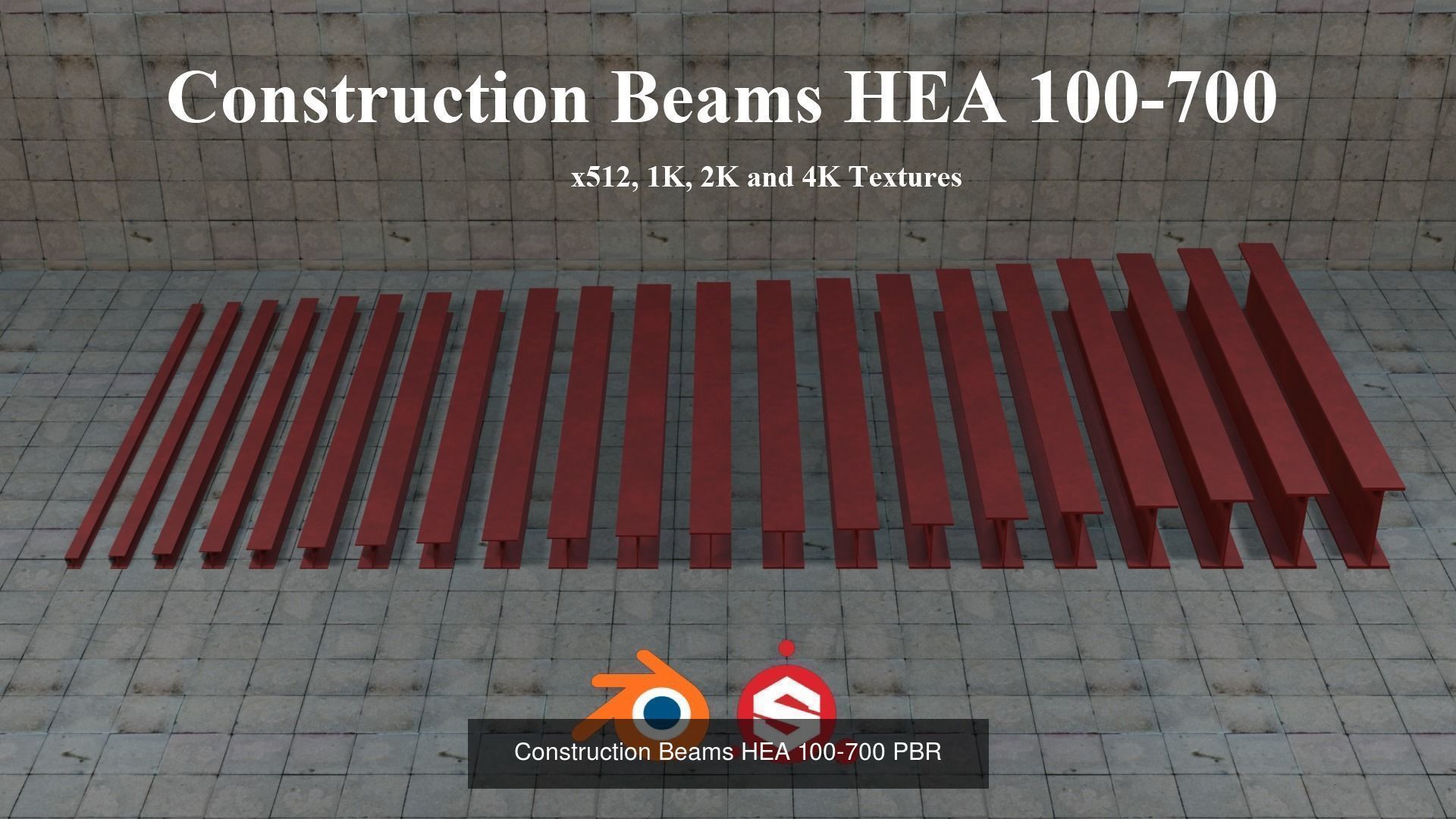 3D Model Collection Construction Beams HEA and IPE PBR VR / AR / low ...