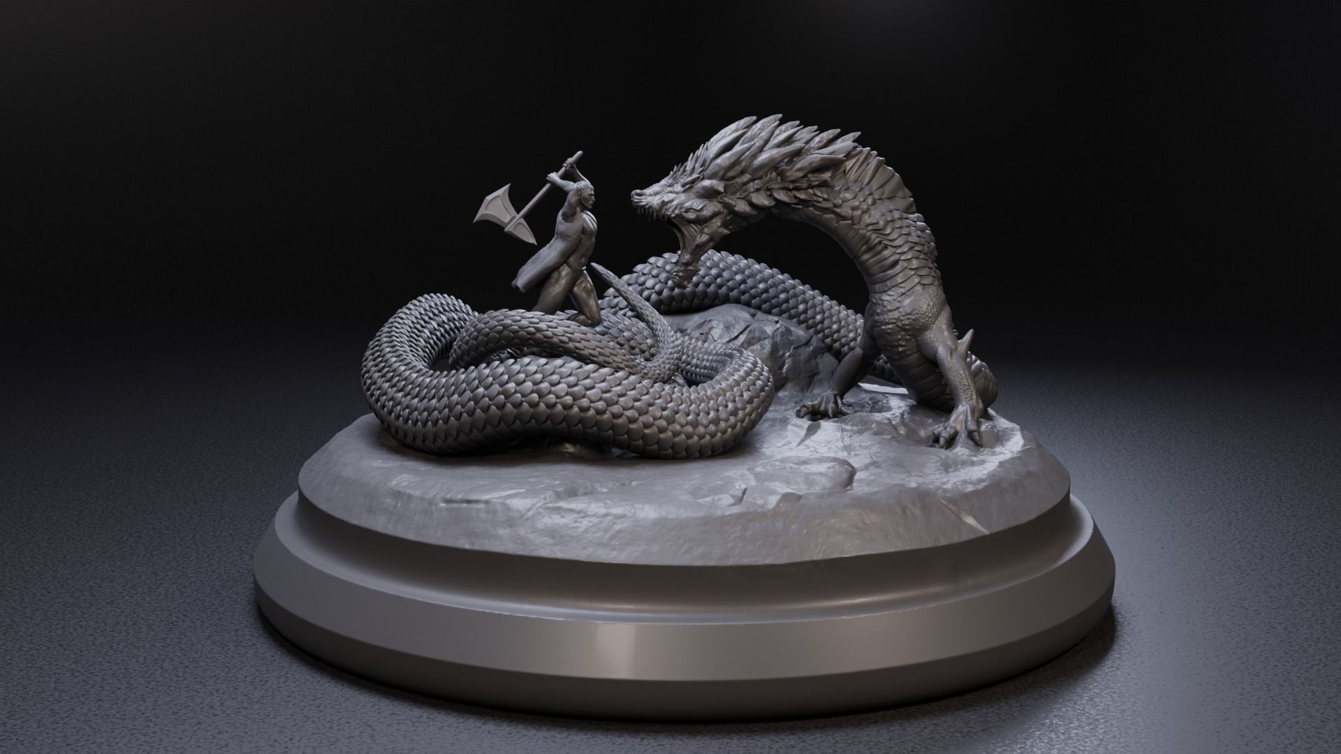 Linnorm the Dragon Vs huntsman 3D model 3D printable | CGTrader