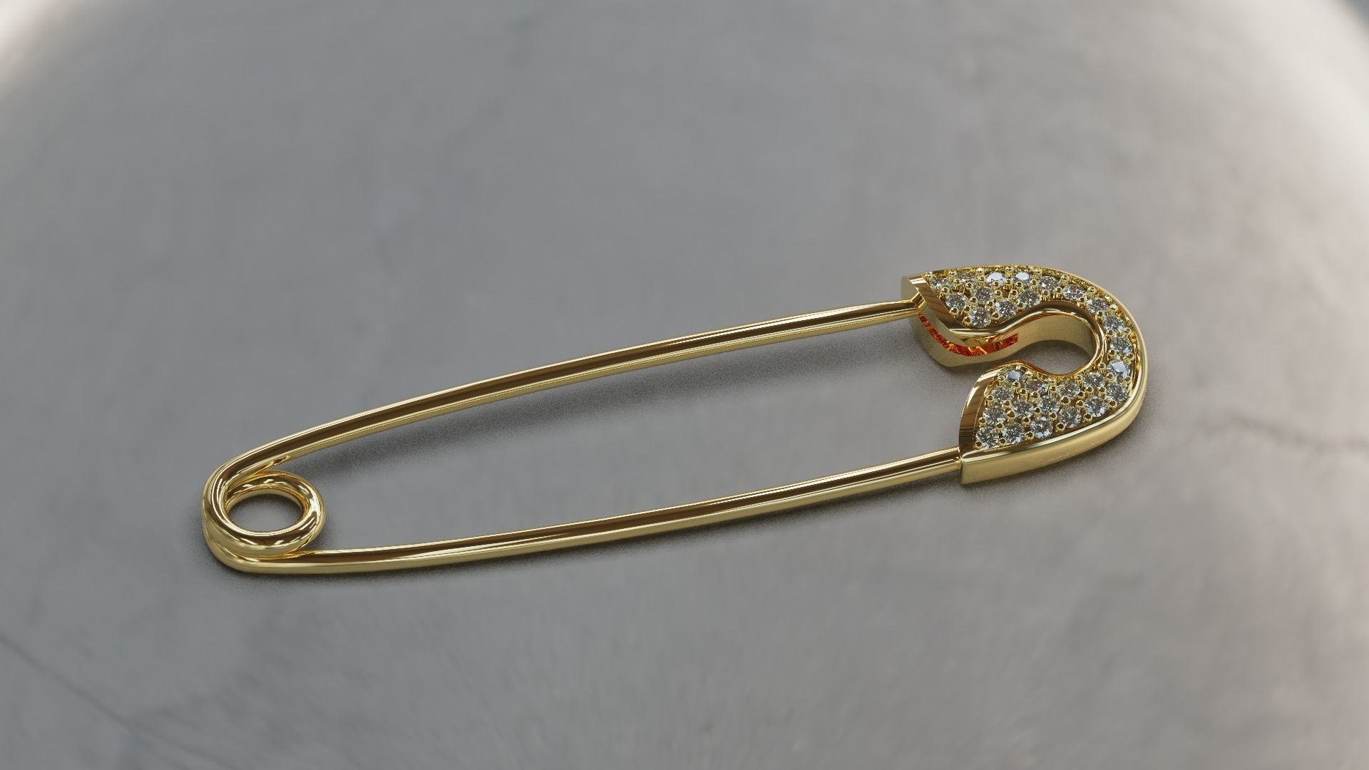 Gold Safety Pin with Diamonds 3D model 3D printable | CGTrader