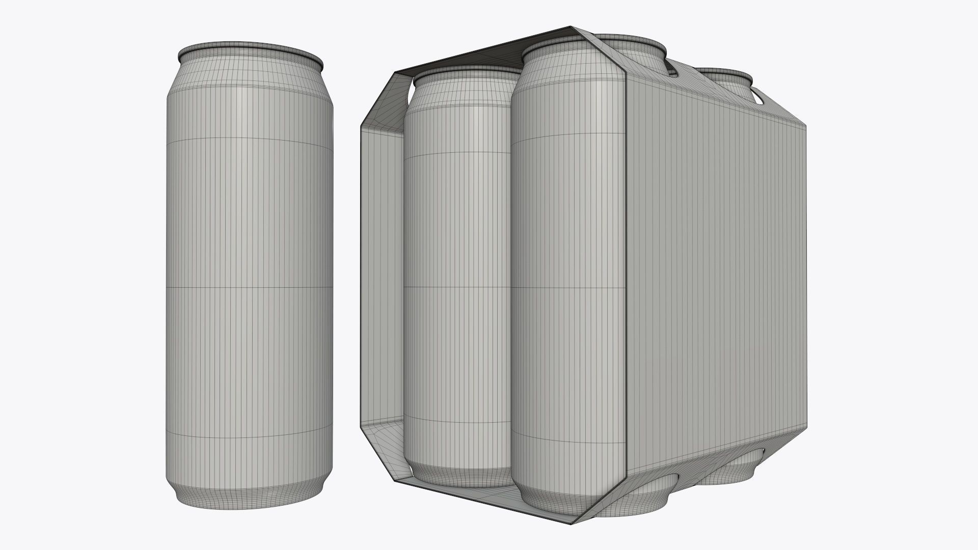 Cluster-pack carton packaging for 4 beer cans 500 ml 3D model | CGTrader