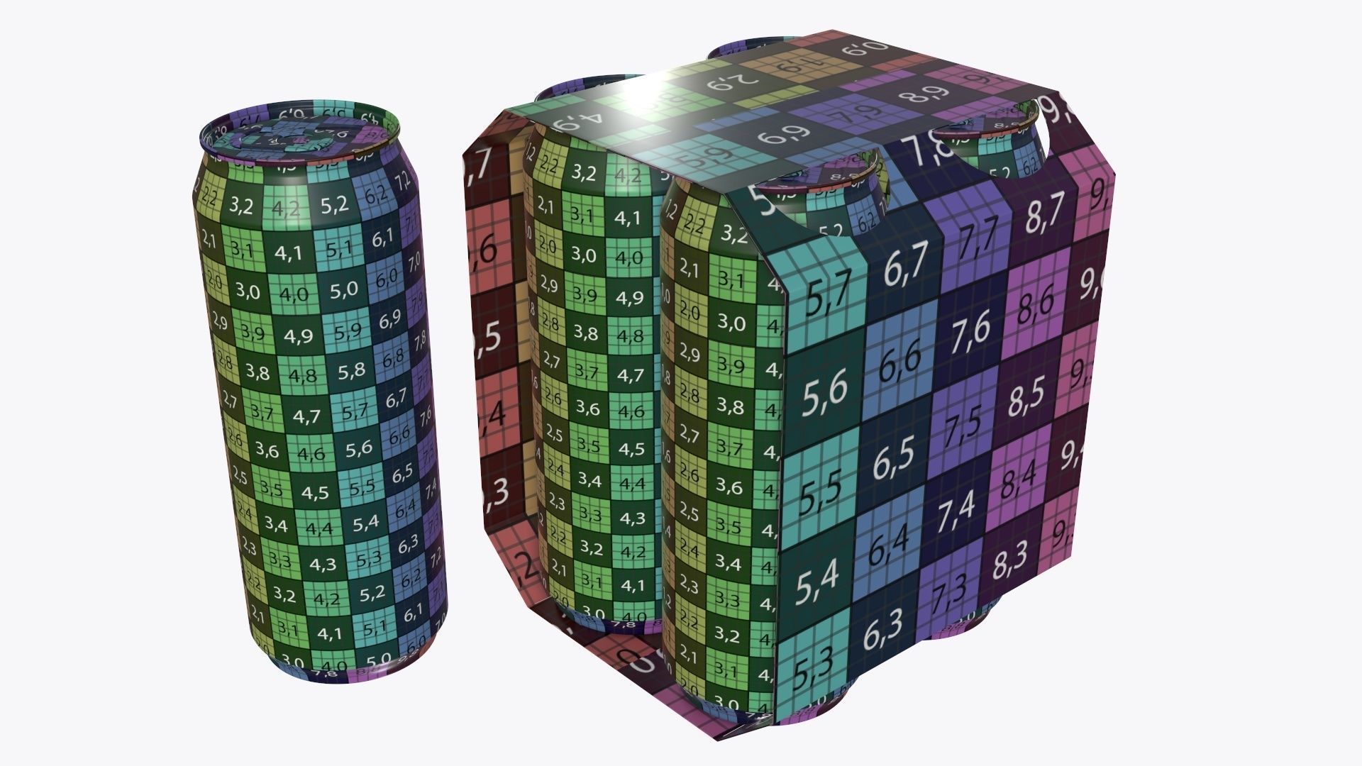 Cluster-pack carton packaging for 4 beer cans 500 ml 3D model | CGTrader