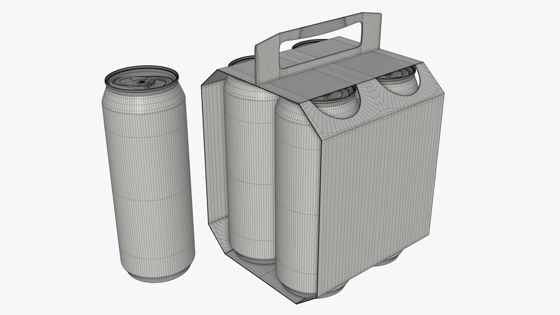 Cluster-pack carton packaging with handle for 4 beer cans 500 ml 3D ...