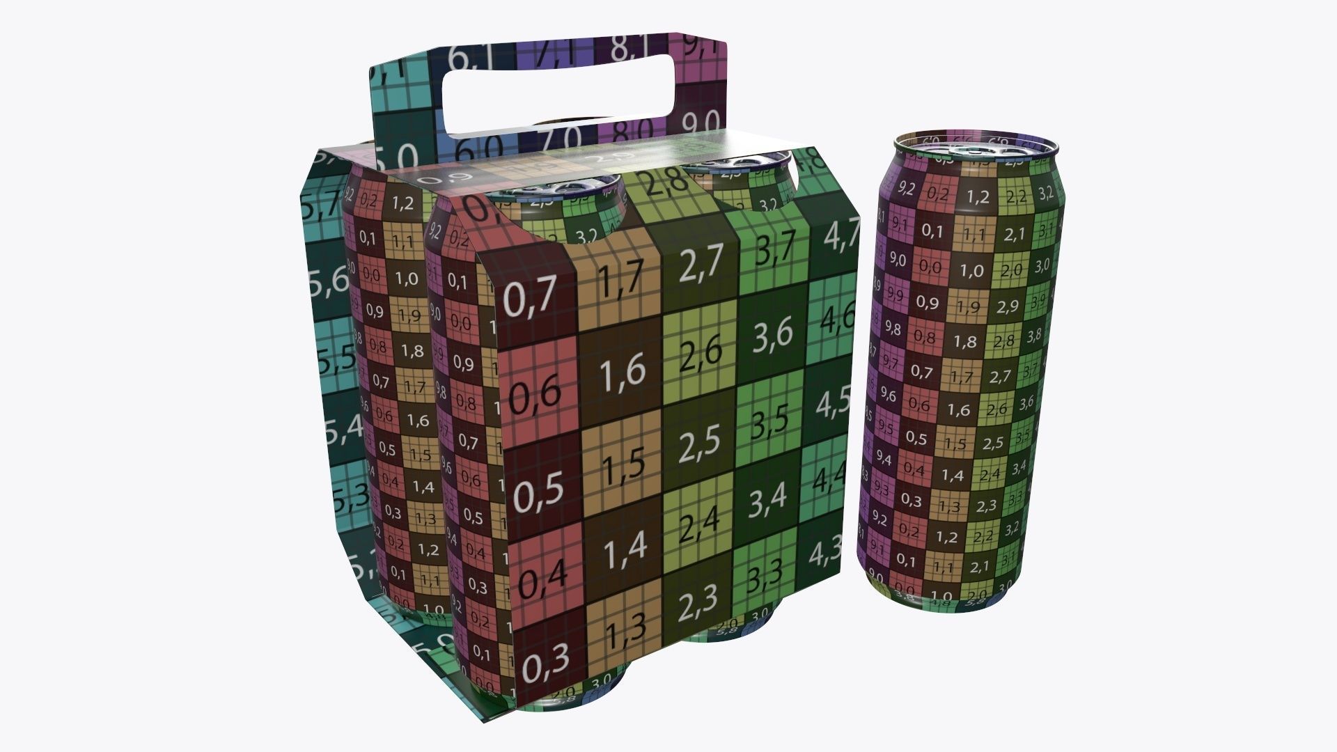 Cluster-pack carton packaging with handle for 4 beer cans 500 ml 3D ...