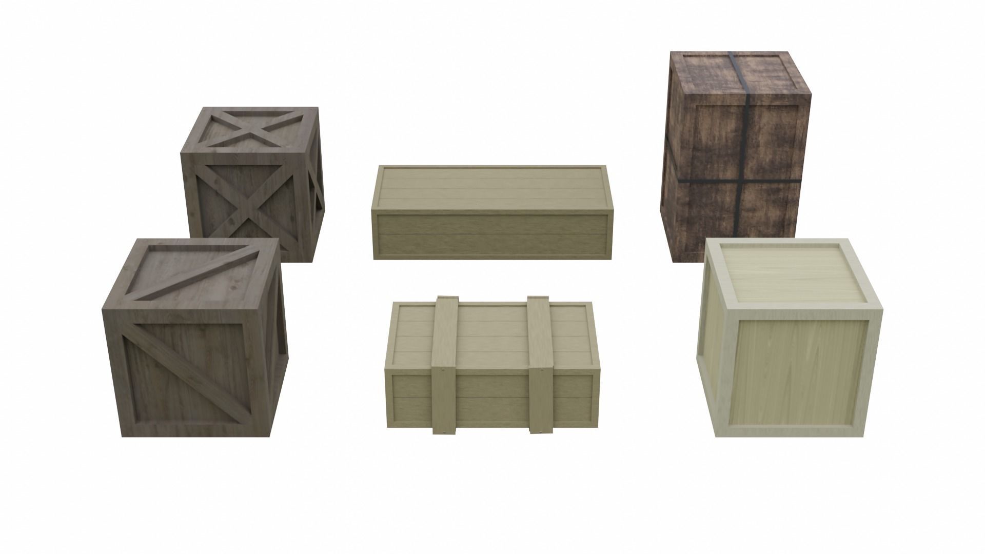 Assorted Low Poly Wooden Crate Collection VR / AR / low-poly | CGTrader