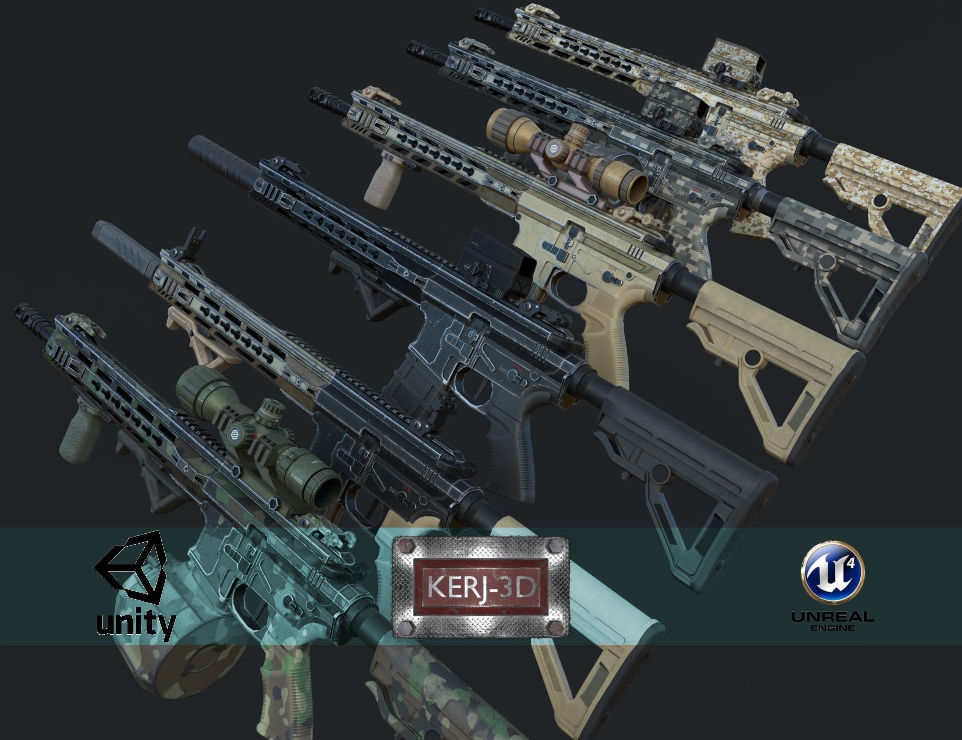 3D model Modular Combat Rifle-Carbine Variant VR / AR / low-poly | CGTrader