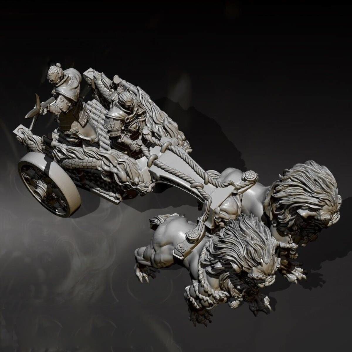 Miniature Chinese Emperor Mummy on a Chariot 3D model 3D printable ...