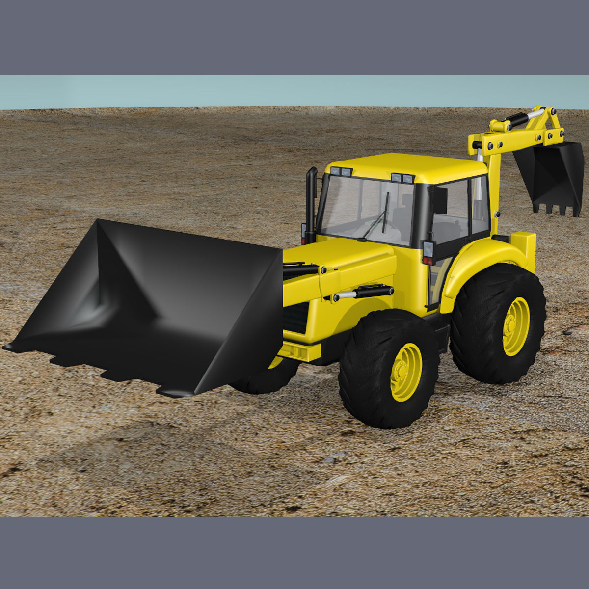 Tractor and Backhoe 3D model | CGTrader
