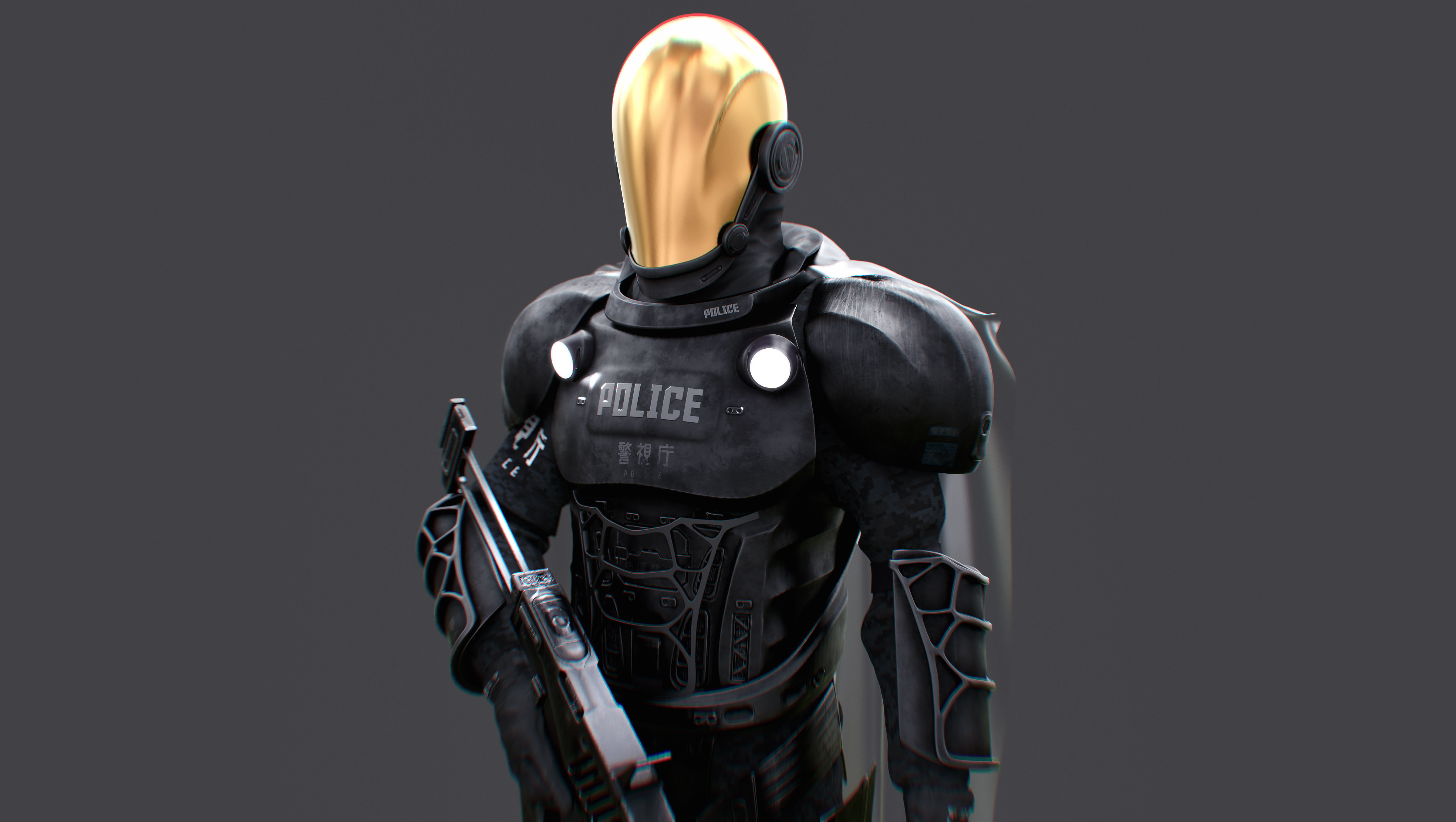 Futuristic Cyberpunk Police Enforcer 3D model | CGTrader