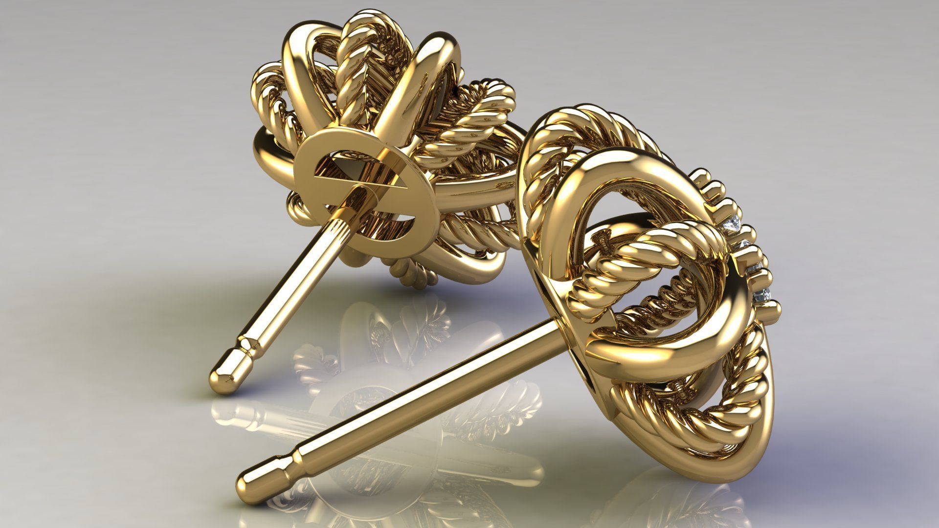 Starburst Earring with Diamonds size 10 mm 3D model 3D printable | CGTrader