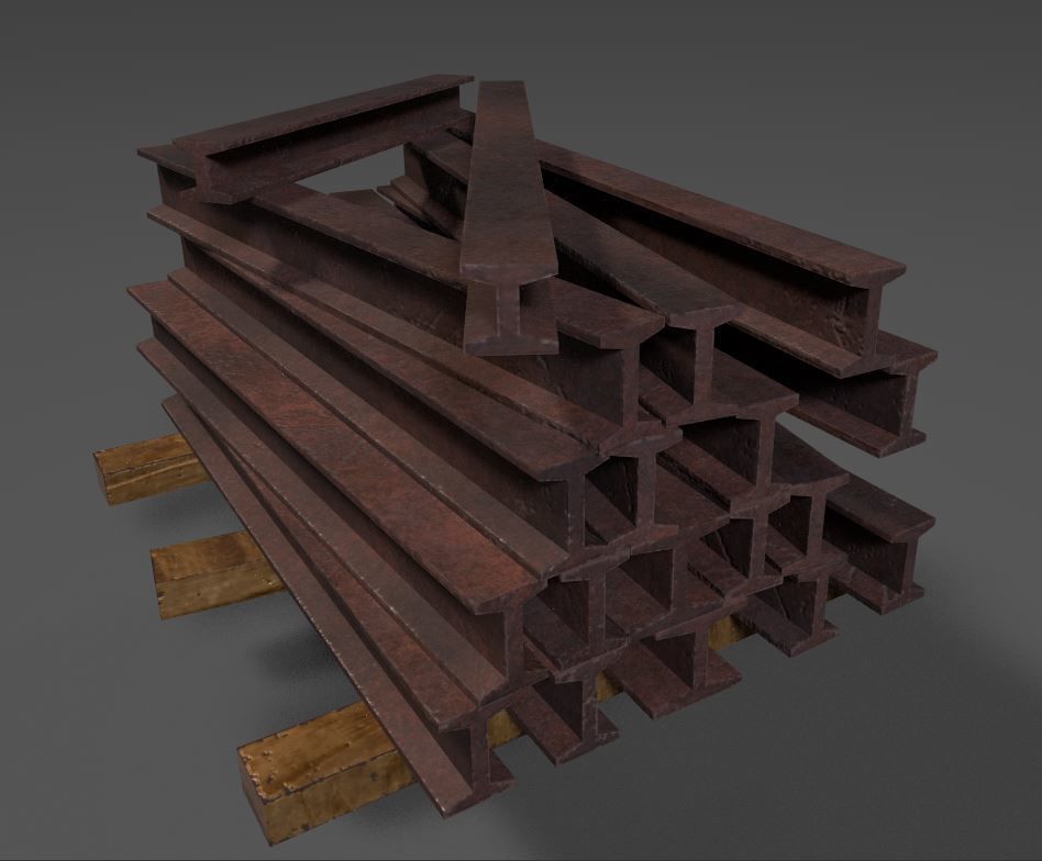 3D model Stacked Cast Iron Beams VR / AR / low-poly | CGTrader