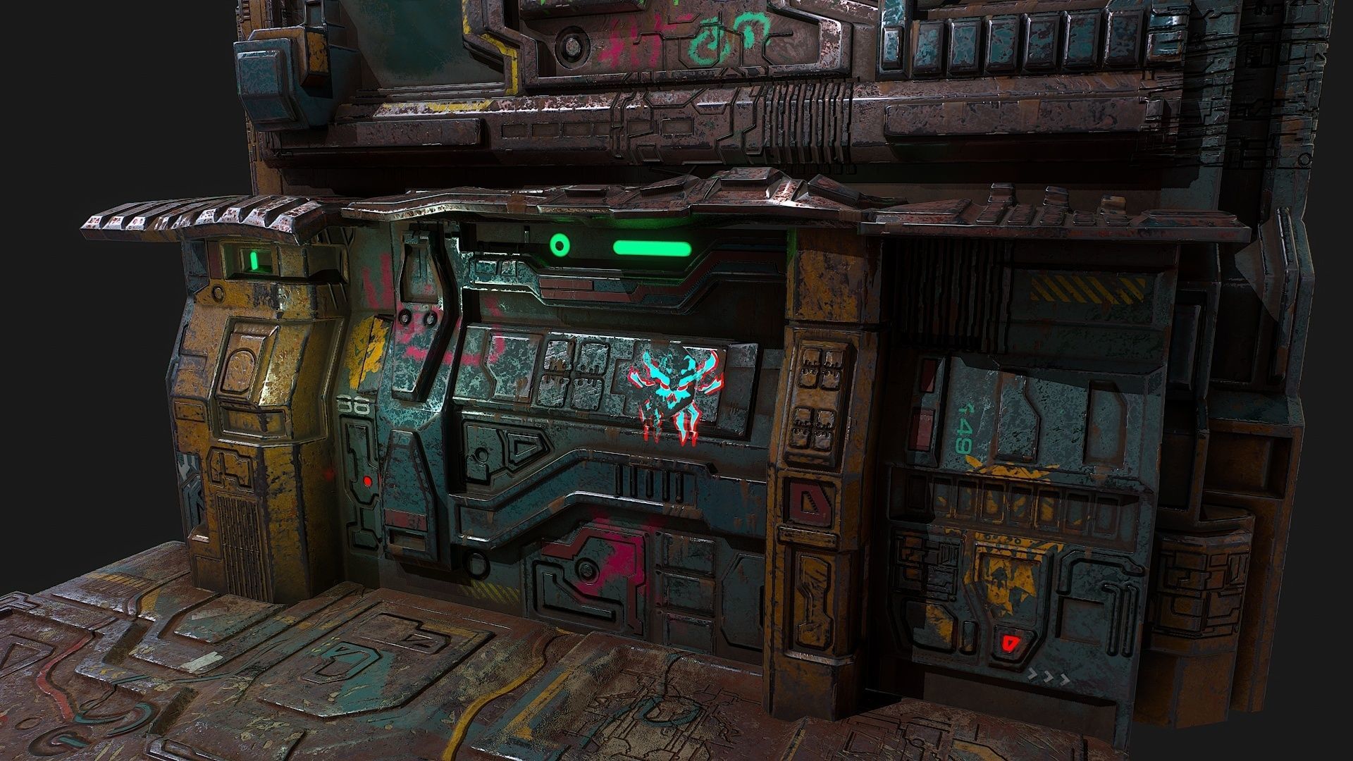 3D model Low poly cyberpunk street pattern with building facades VR ...