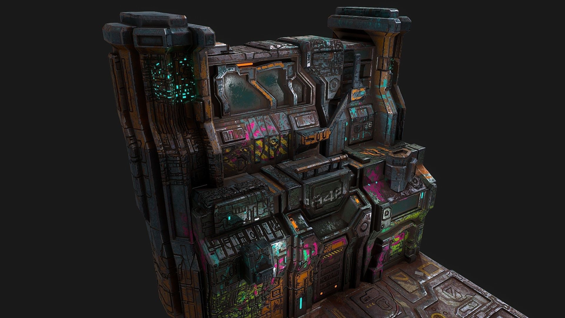 3D model Low poly cyberpunk street pattern with building facades VR ...