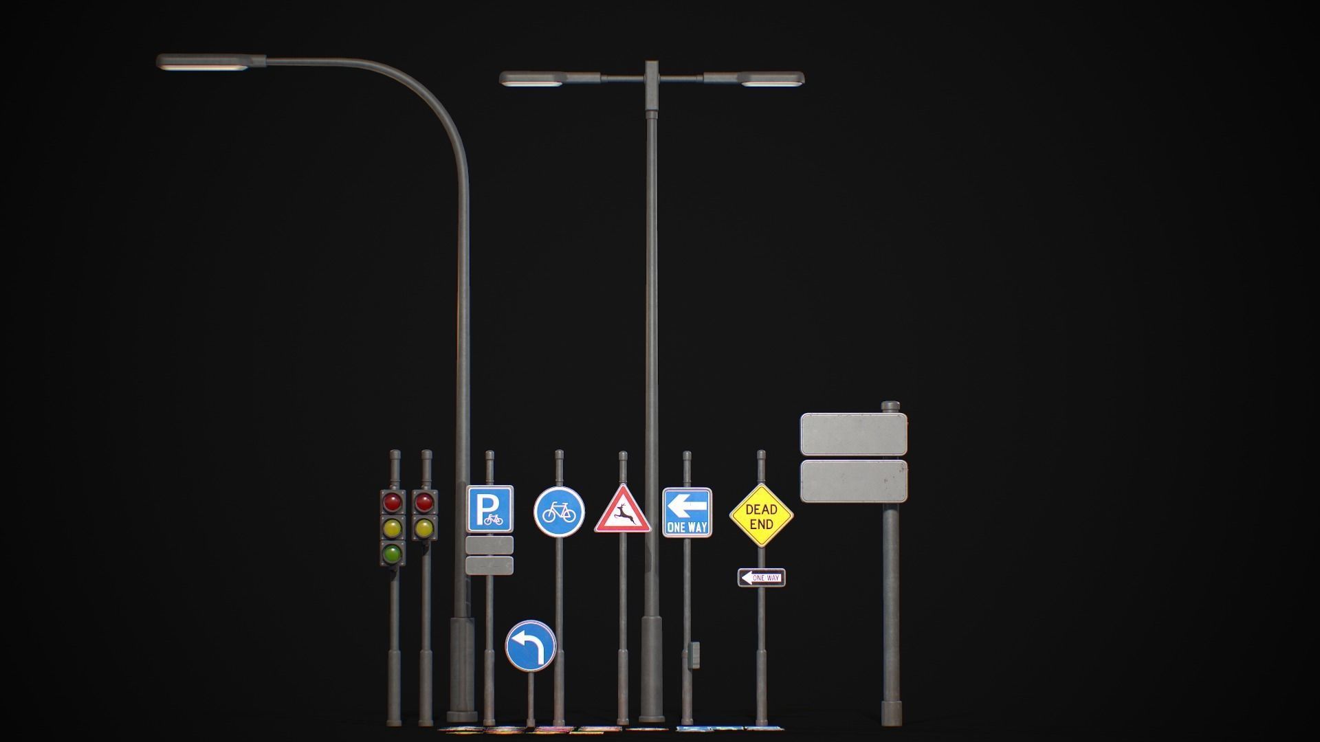 3D model Street Sign Traffic Light Signal VR / AR / low-poly | CGTrader