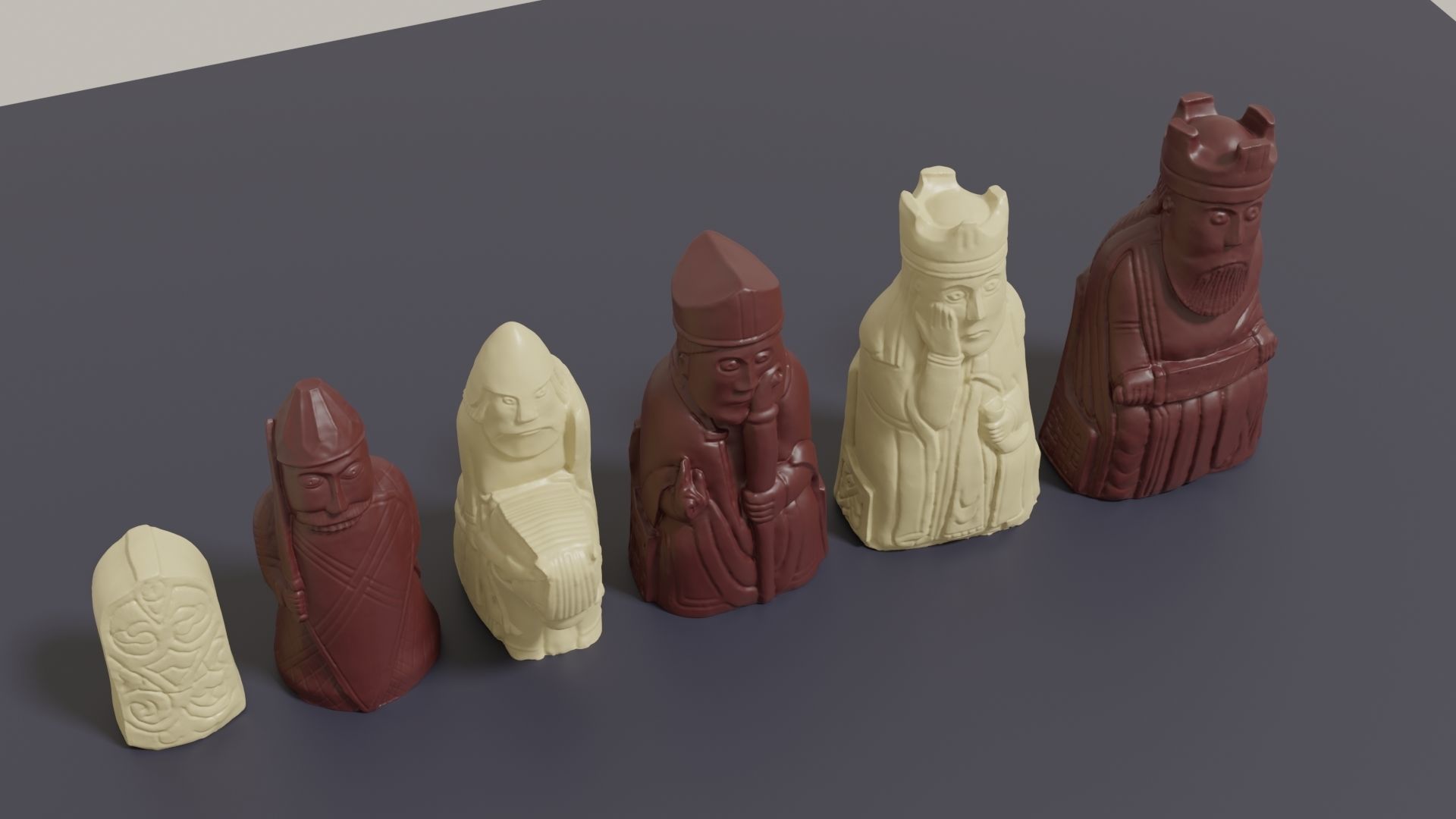 3D printable Medieval Chess Set Pieces OBJ 3MF Blender 3D model 3D ...