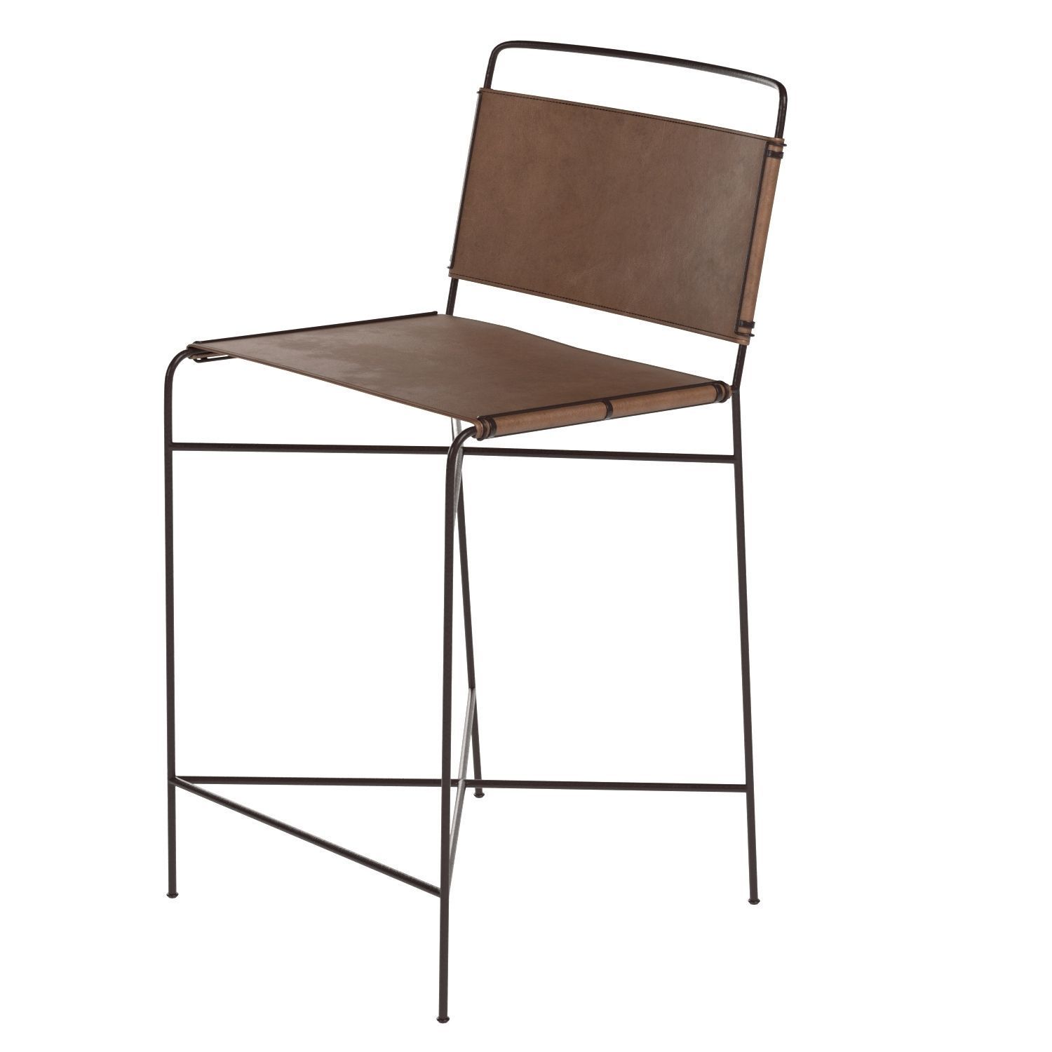 Wharton Counter and Bar Stool Distressed Brown 3D model | CGTrader