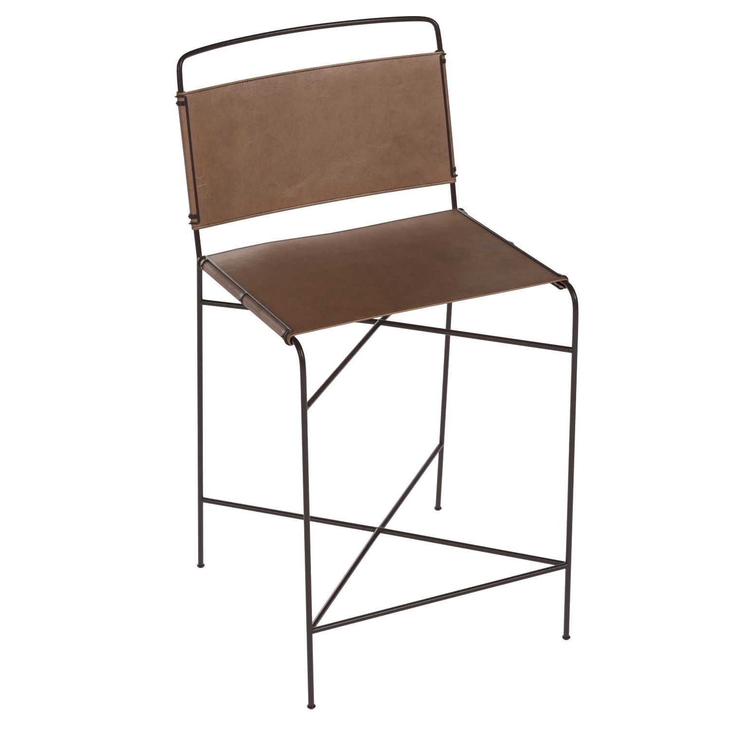 Wharton Counter and Bar Stool Distressed Brown 3D model | CGTrader