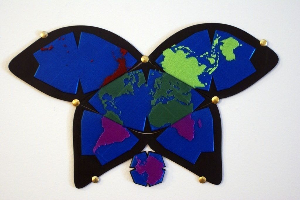 Butterfly World Map - Four Pieces free 3D model 3D printable | CGTrader
