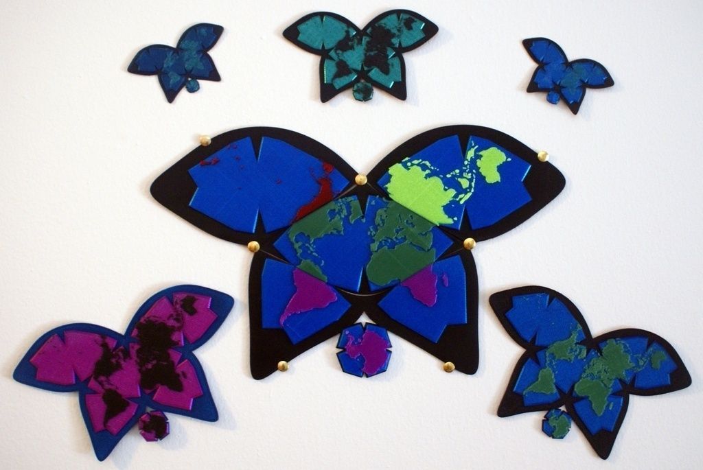 Butterfly World Map - Four Pieces free 3D model 3D printable | CGTrader