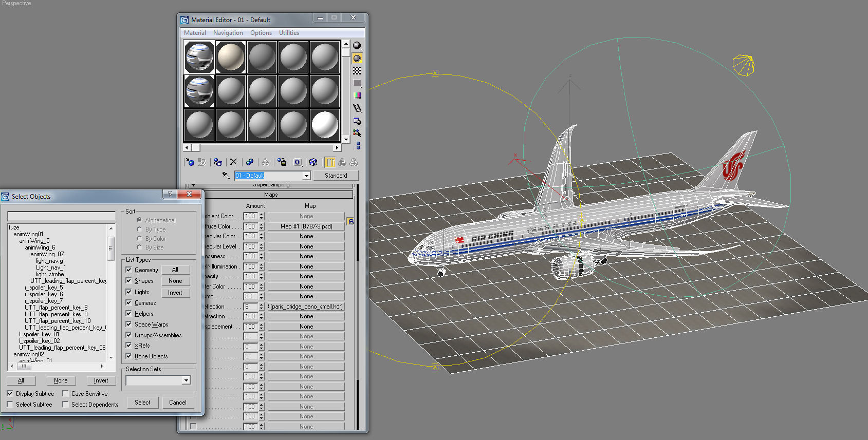 3D model Boeing 787-9 Dreamliner Air China VR / AR / low-poly rigged ...