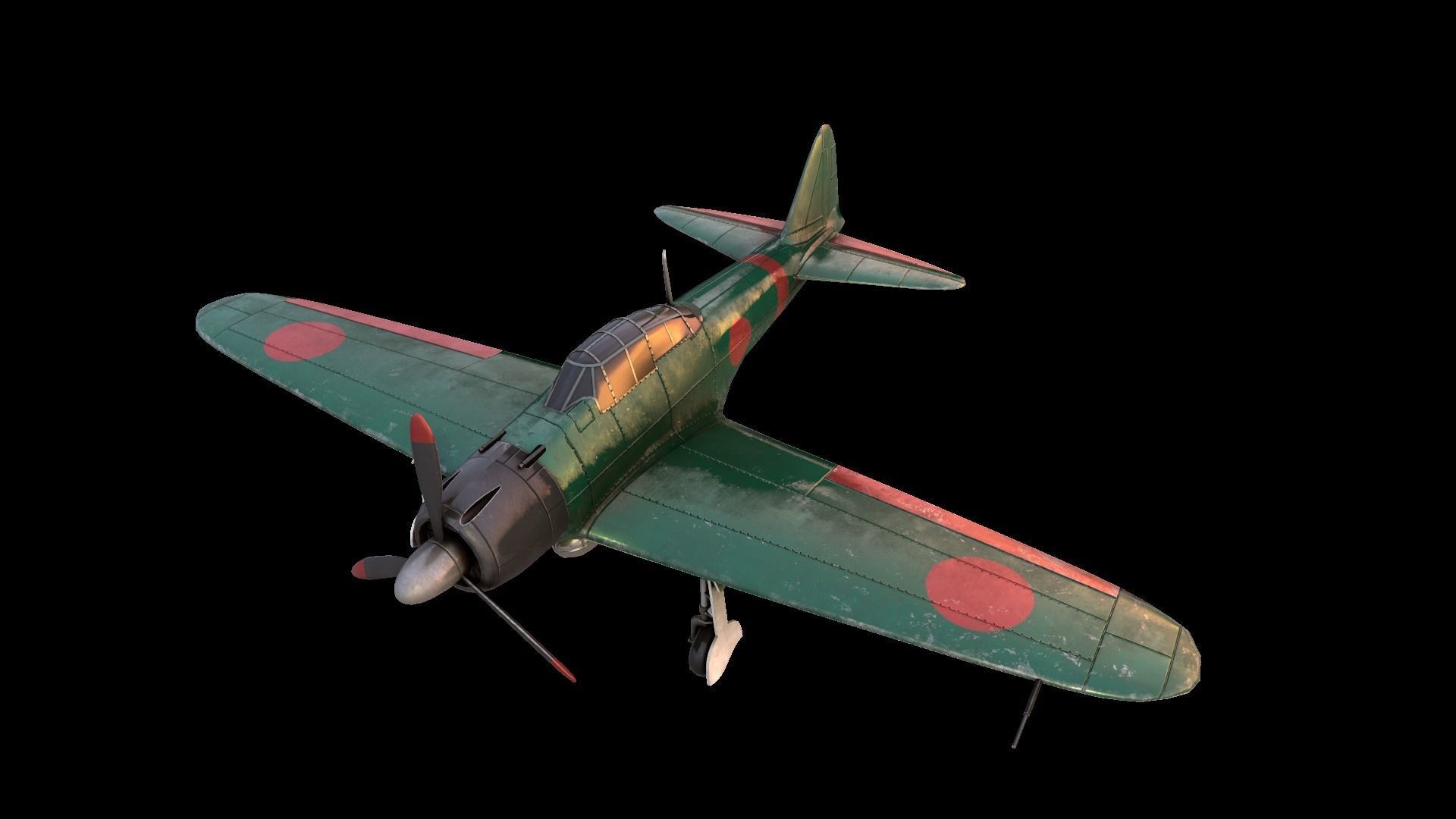 3D model Mitsubishi A6M Zero Aircraft airplane fighter VR / AR / low ...