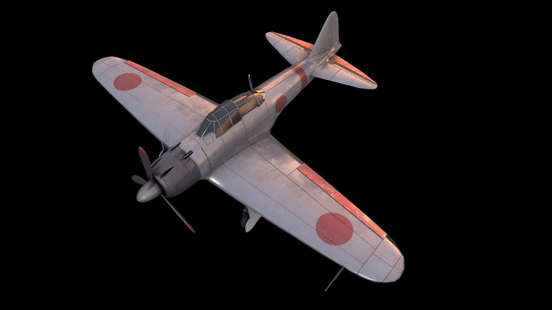 3D model Mitsubishi A6M Zero Aircraft airplane fighter VR / AR / low ...