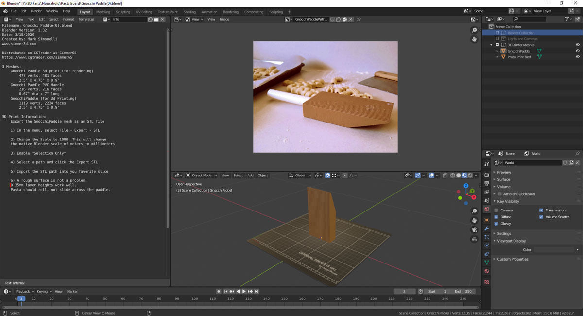 3D model 3D Printed Gnocchi Paddle VR / AR / low-poly | CGTrader