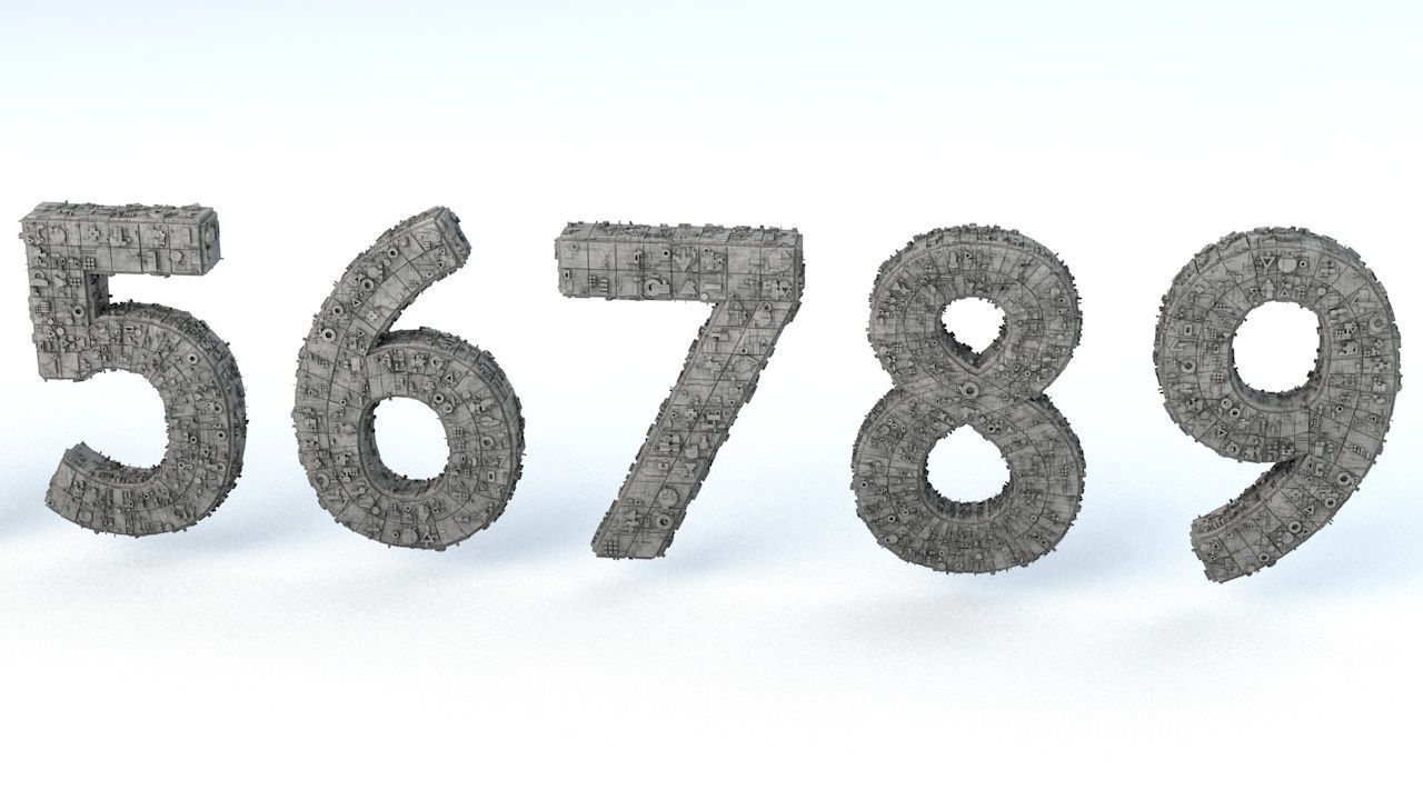 Sci Fi Shapes The Numbers 3D model | CGTrader
