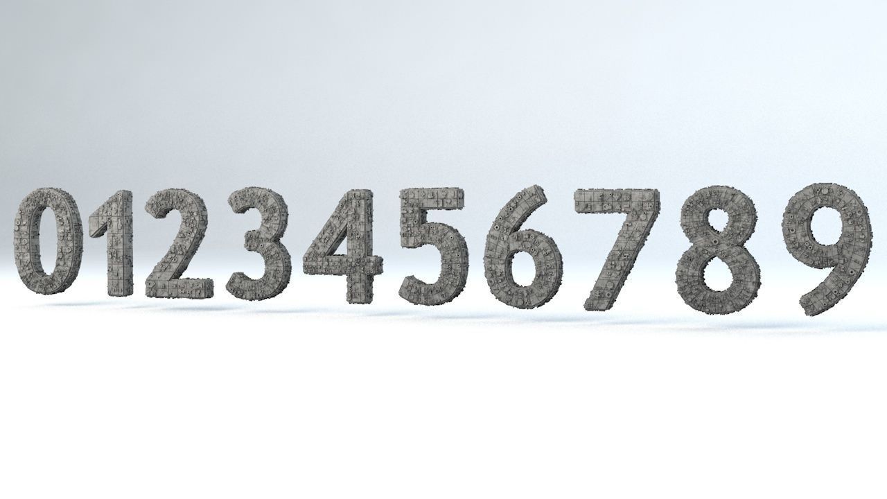 Sci Fi Shapes The Numbers 3D model | CGTrader