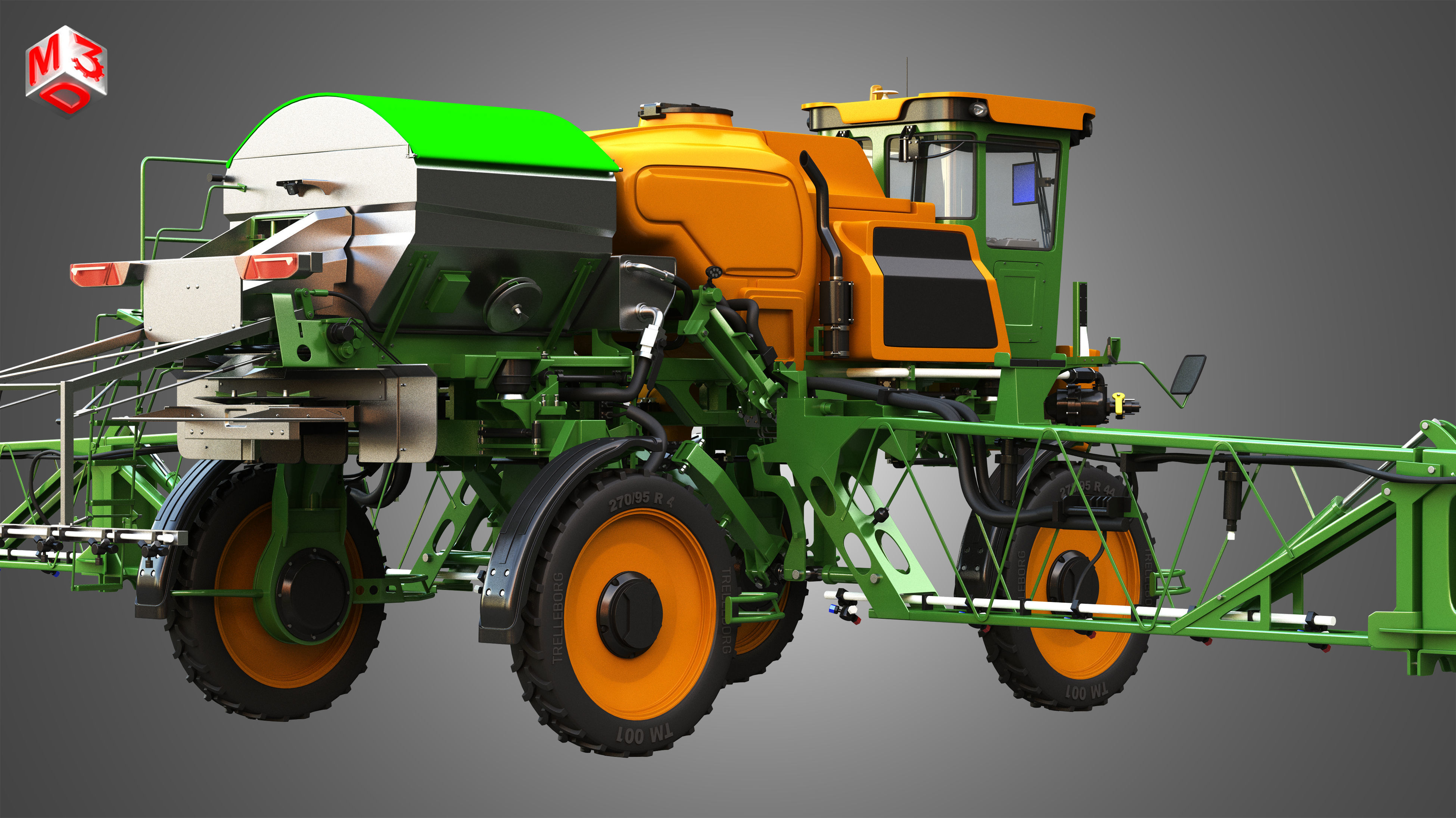 Sprayer - Spreader and Pneumatic Seeder 3 in 1 Machine 3D model | CGTrader