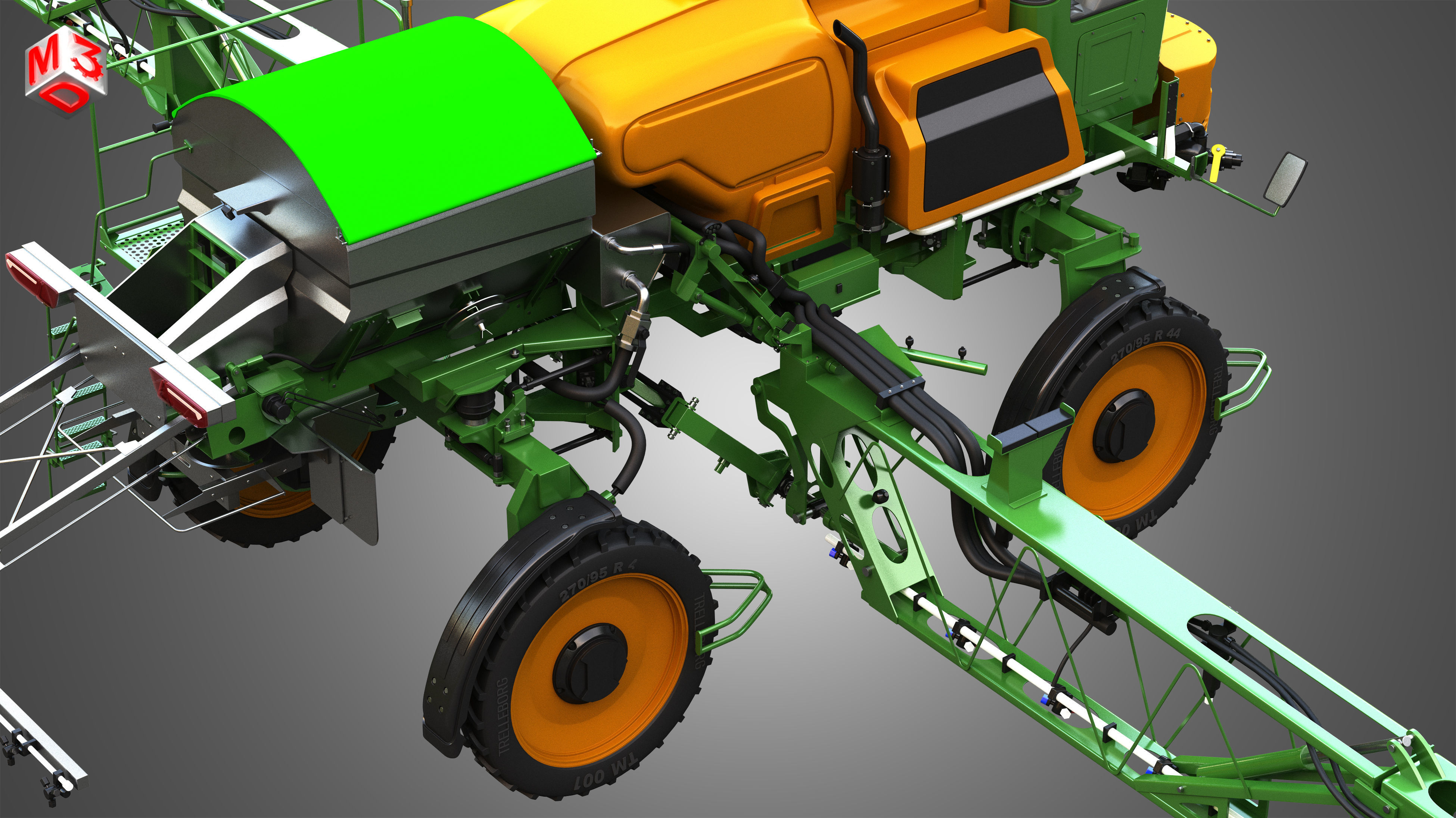 Sprayer - Spreader and Pneumatic Seeder 3 in 1 Machine 3D model | CGTrader
