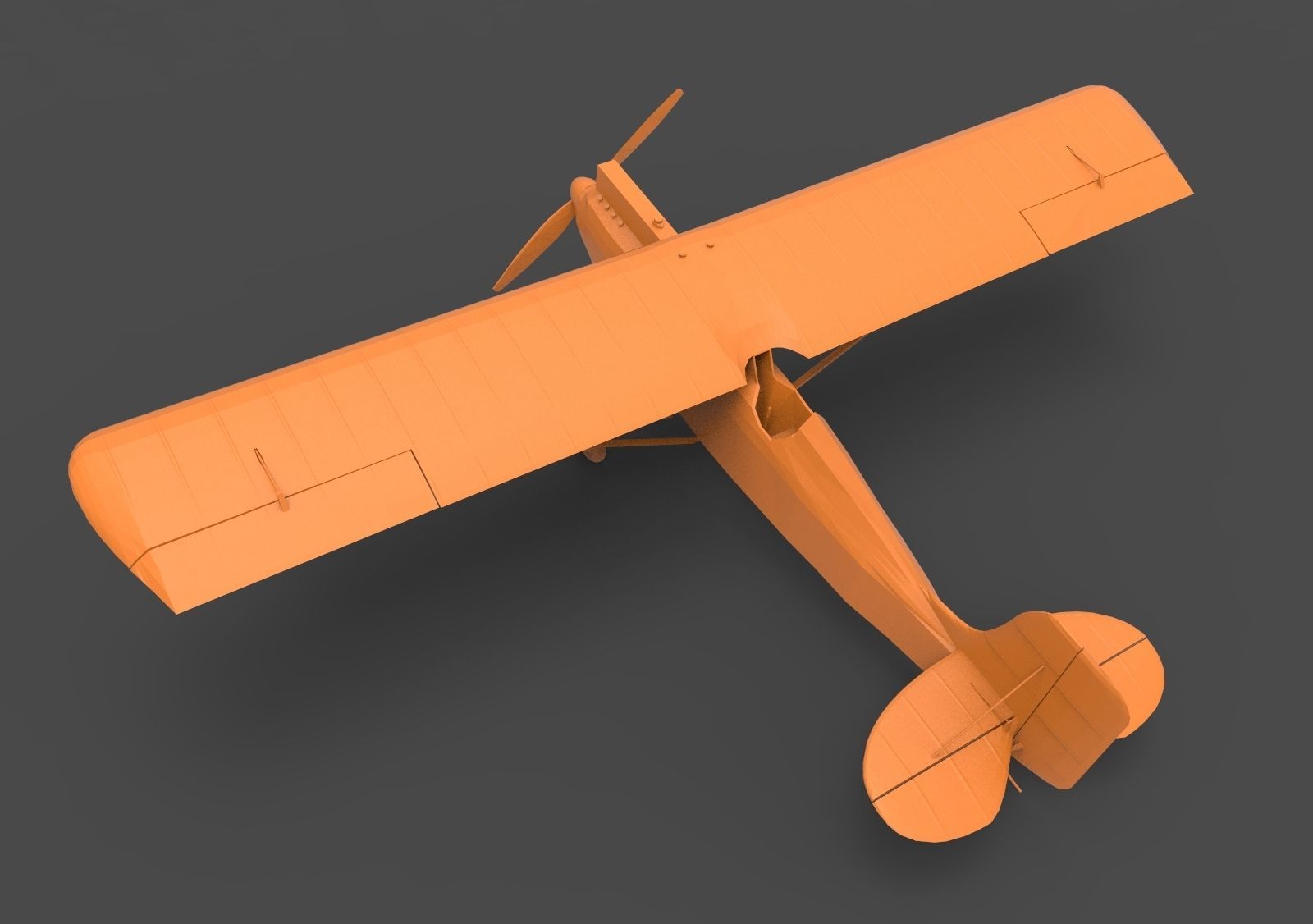 monoplane orange toy airplane 3D model 3D printable | CGTrader