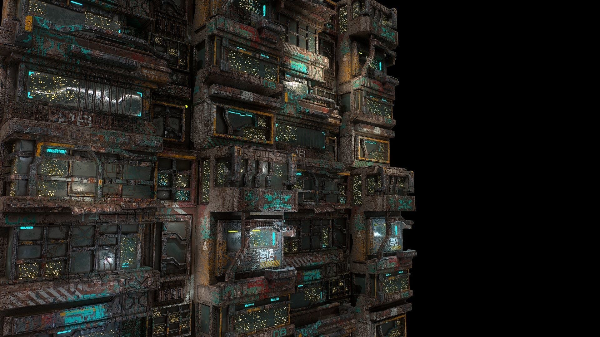 3D model Low poly sci fi building wall facade VR / AR / low-poly | CGTrader