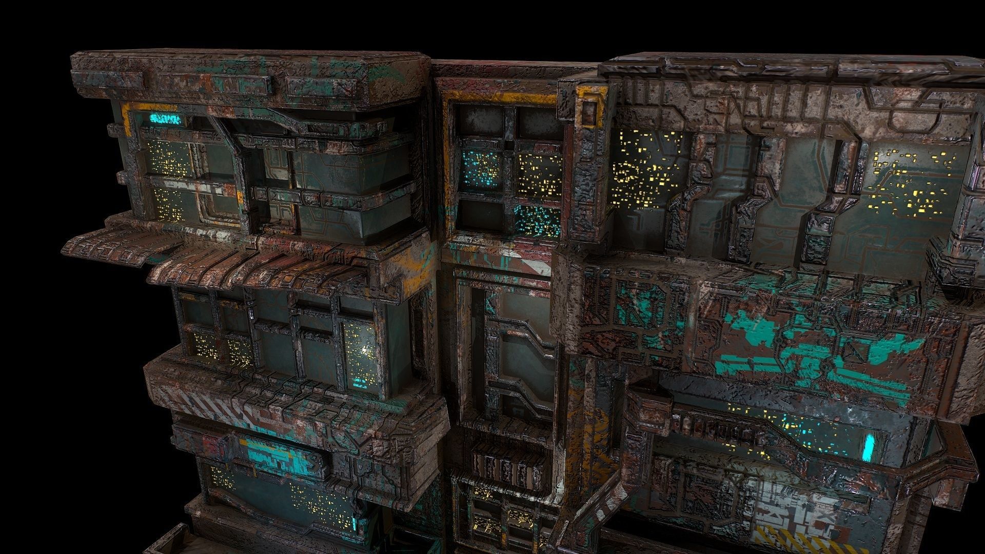 3D model Low poly sci fi building wall facade VR / AR / low-poly | CGTrader