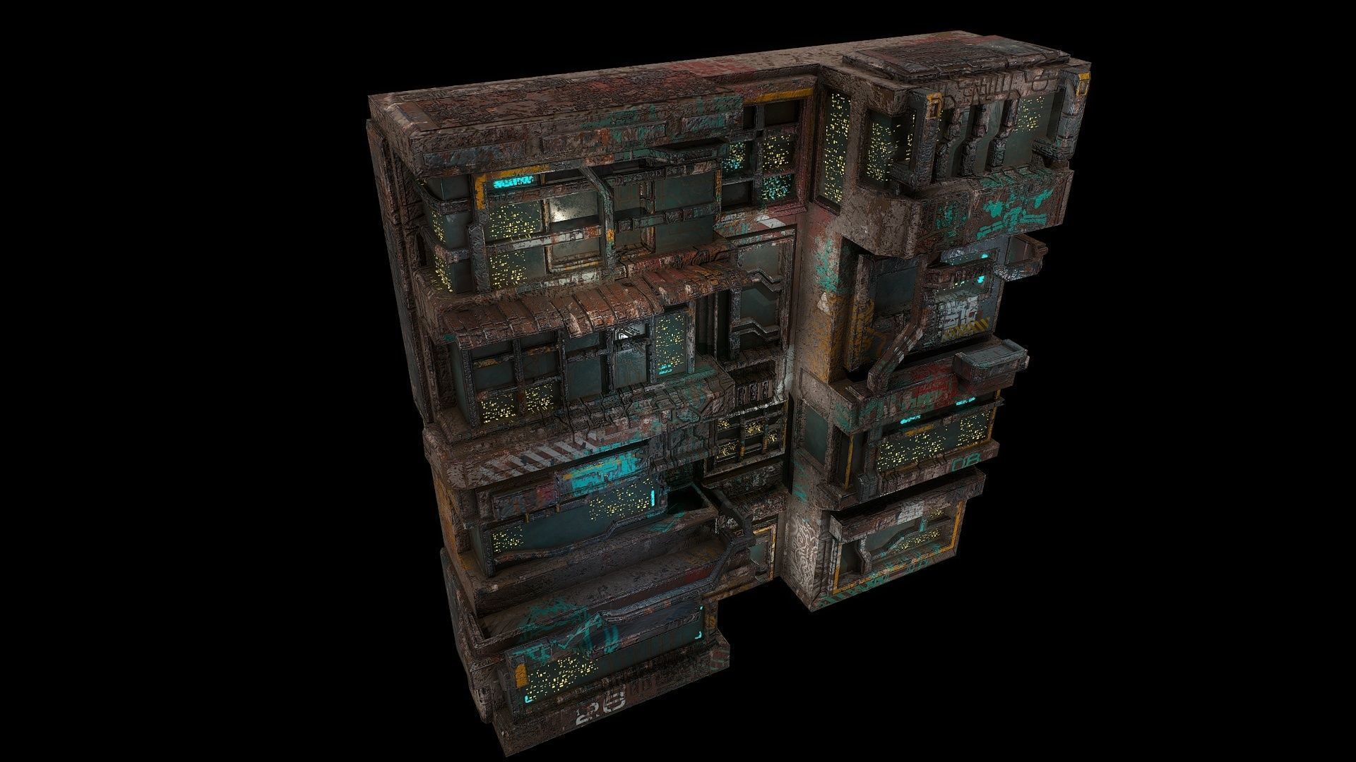 3D model Low poly sci fi building wall facade VR / AR / low-poly | CGTrader