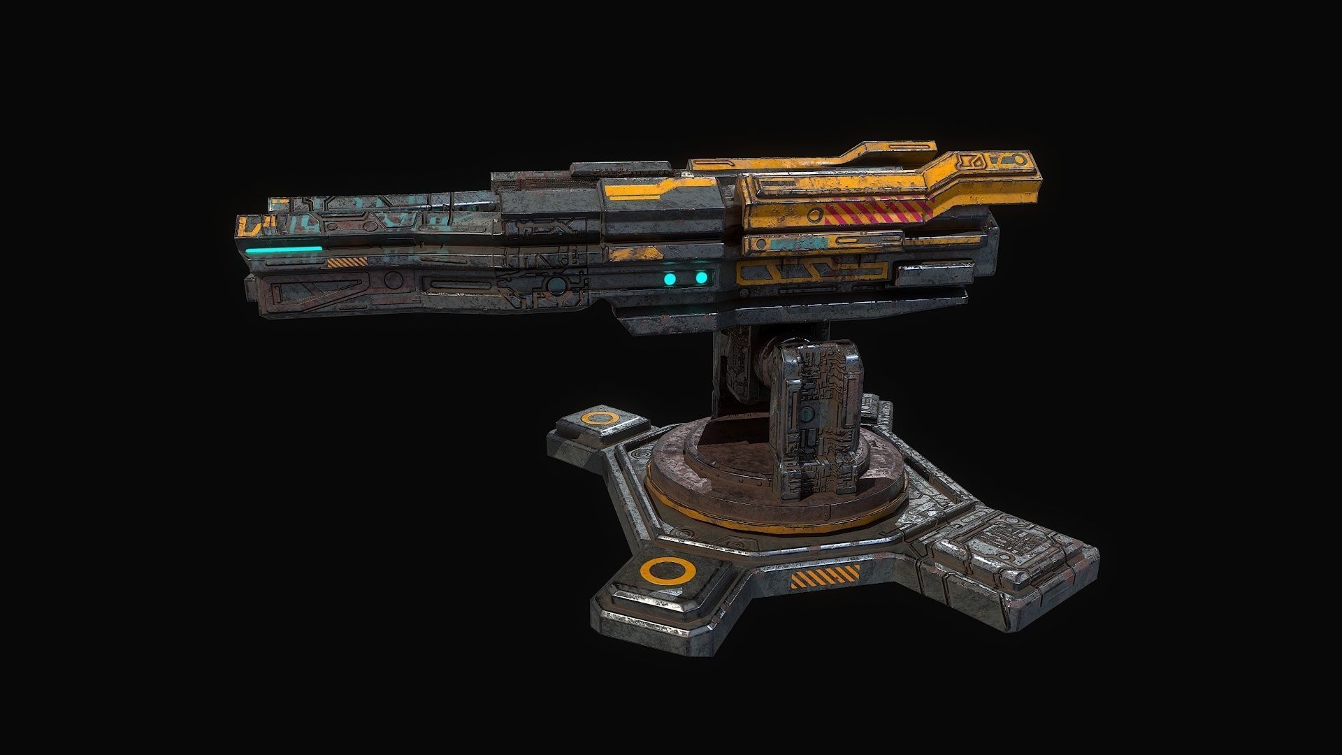 3D model Low poly sci fi orbital cannon defence building VR / AR / low ...