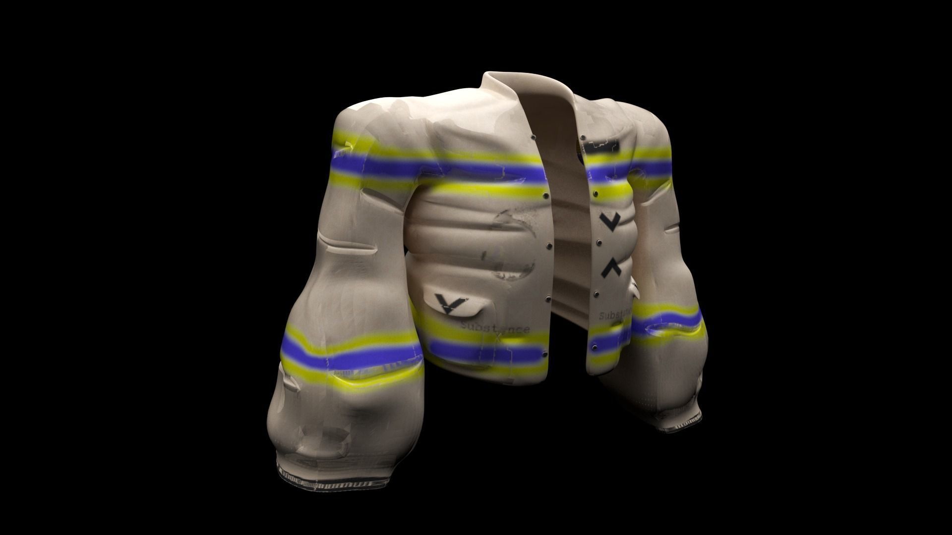 3D model Game ready low poly jacket with stripes VR / AR / low-poly ...