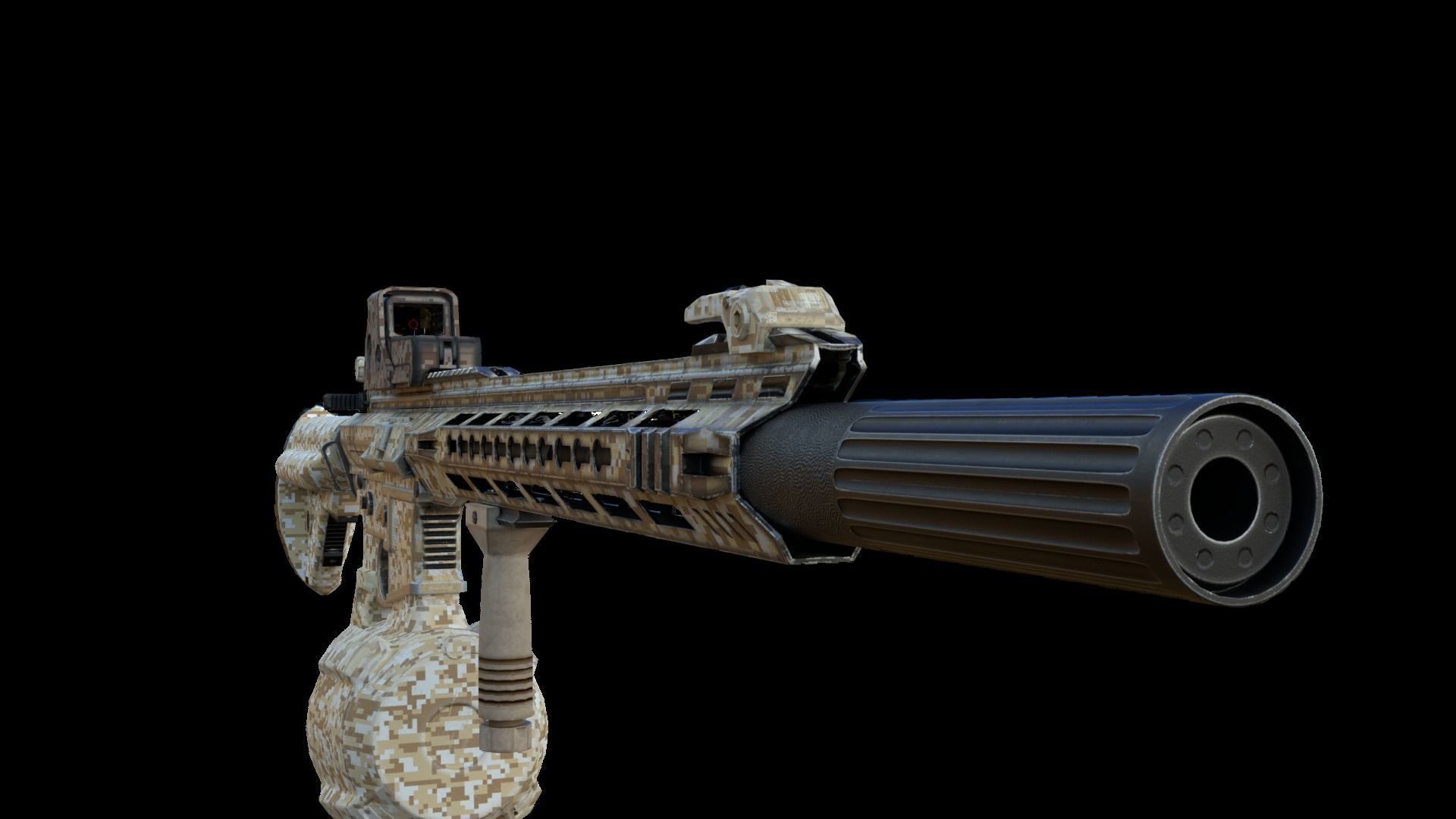 3D model Modular Combat Rifle-Squad Automatic Weapon Variant VR / AR ...