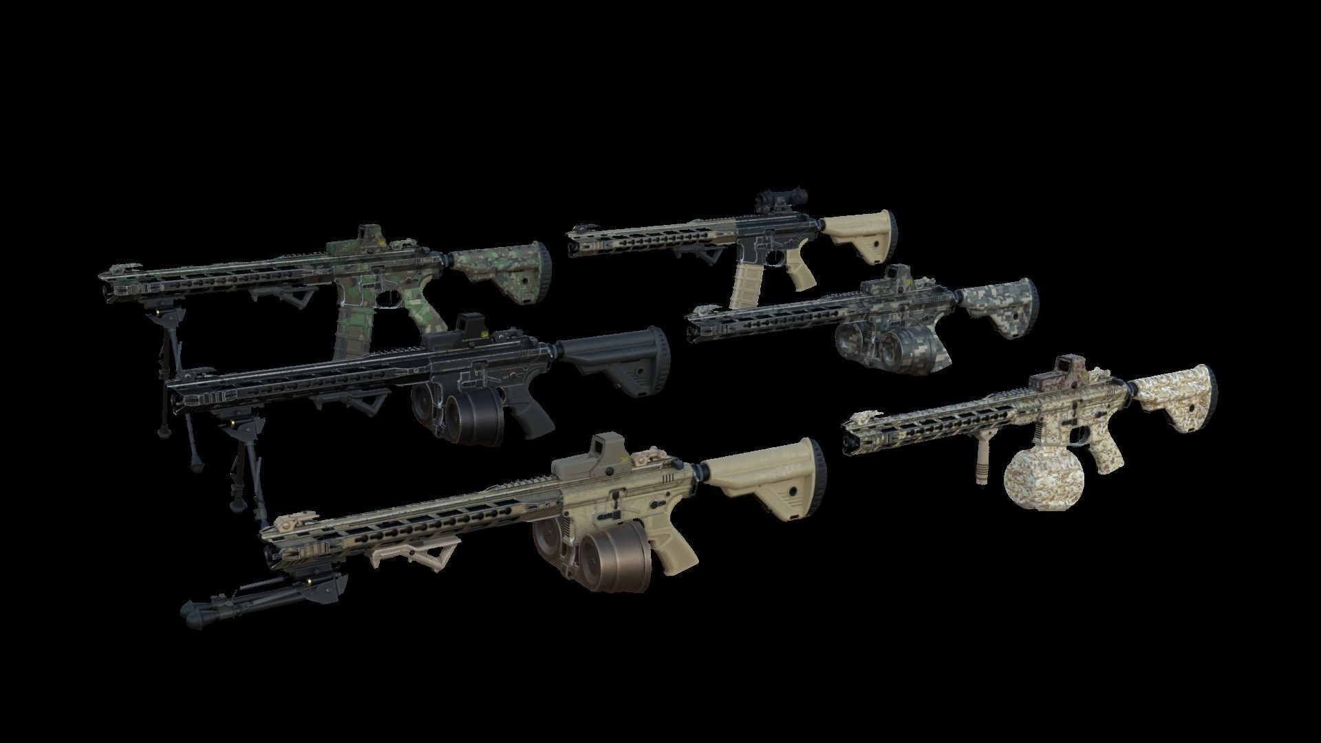 3D model Modular Combat Rifle-Squad Automatic Weapon Variant VR / AR ...