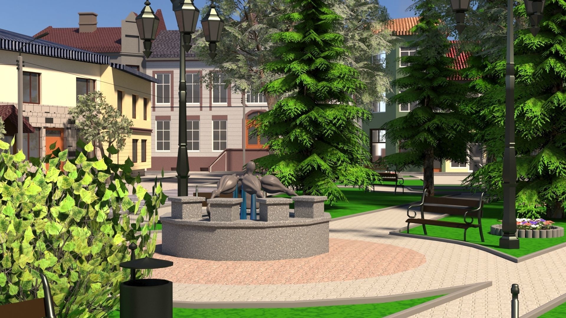 3D model Makow Podhalanski Town Square VR / AR / low-poly | CGTrader