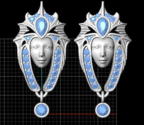 Earrings Head Girl 3D model 3D printable | CGTrader