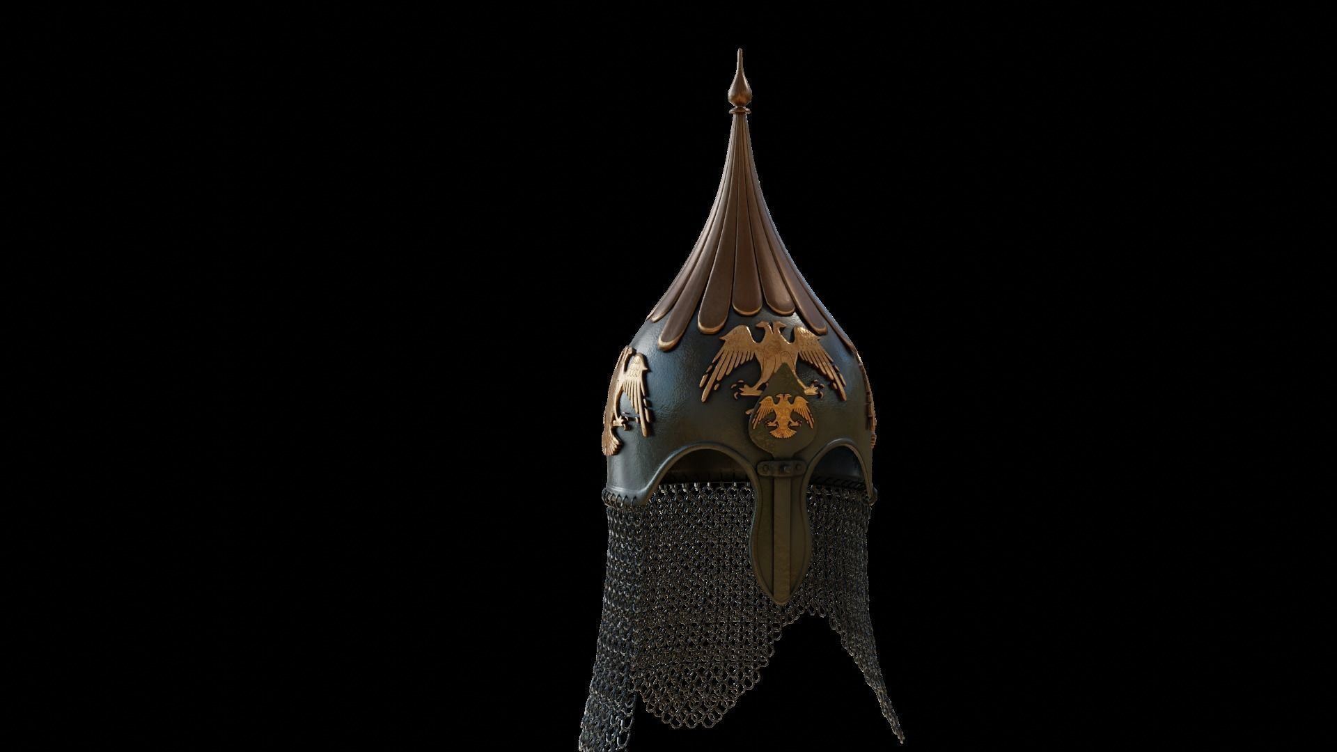 seljuk-helmet-eagle ornate hat hanging free 3D model | CGTrader