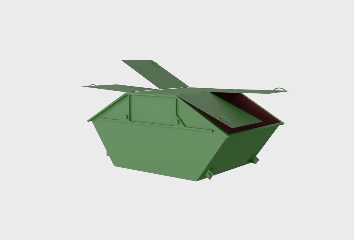 3D model Steel dumpster 6 cubic meters with 4 lids VR / AR / low-poly ...