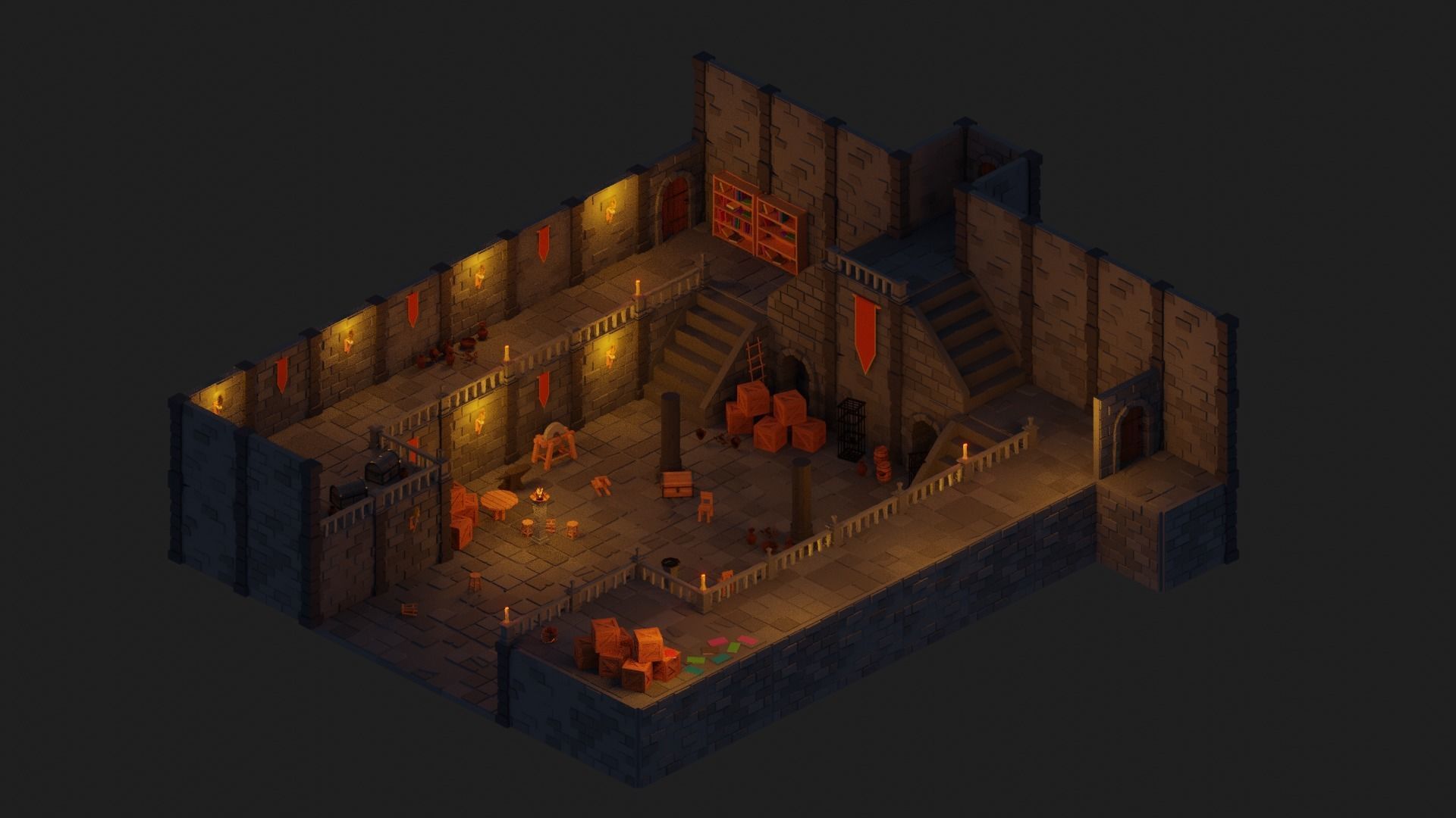 3D model Low Poly Modular Dungeon Pack VR / AR / low-poly | CGTrader