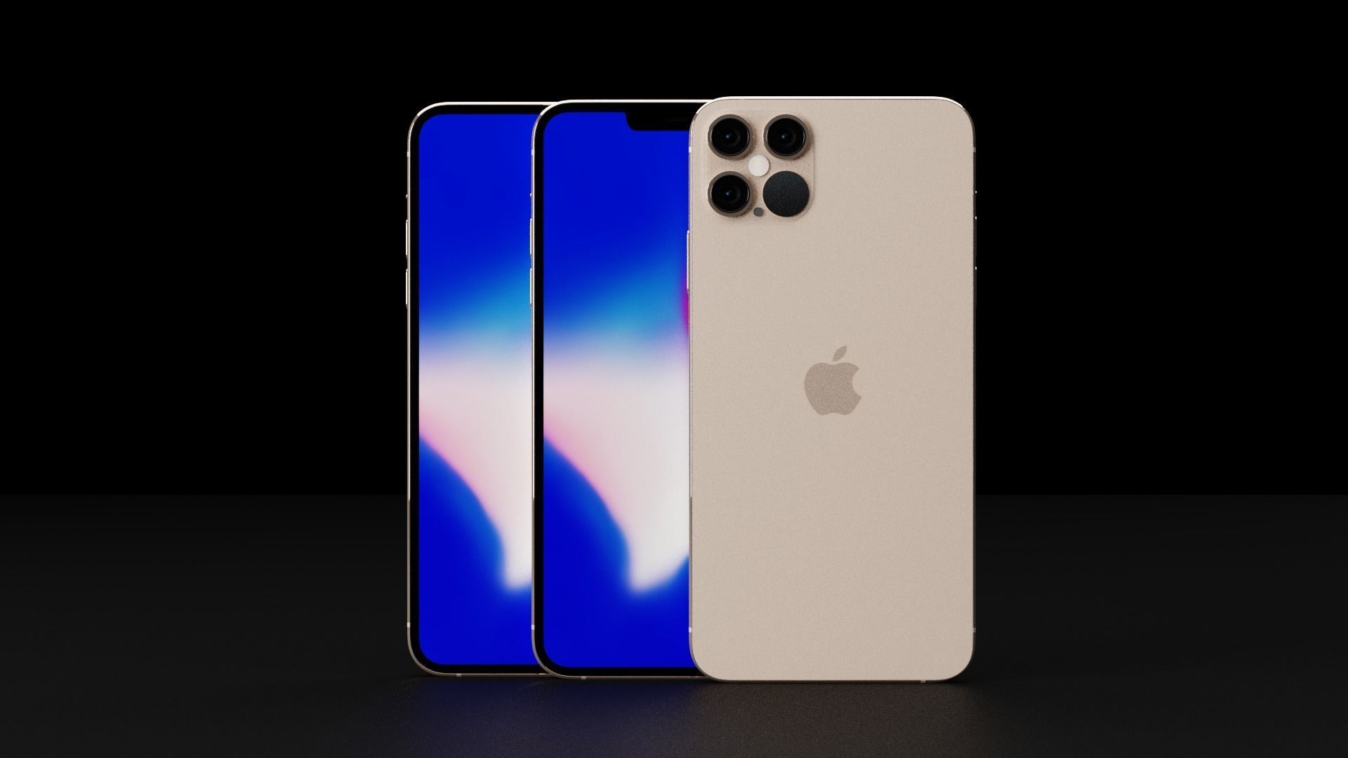 3D model Concept of Apple iPhone 12 Pro Max Thin Bezels and Boxy Design ...