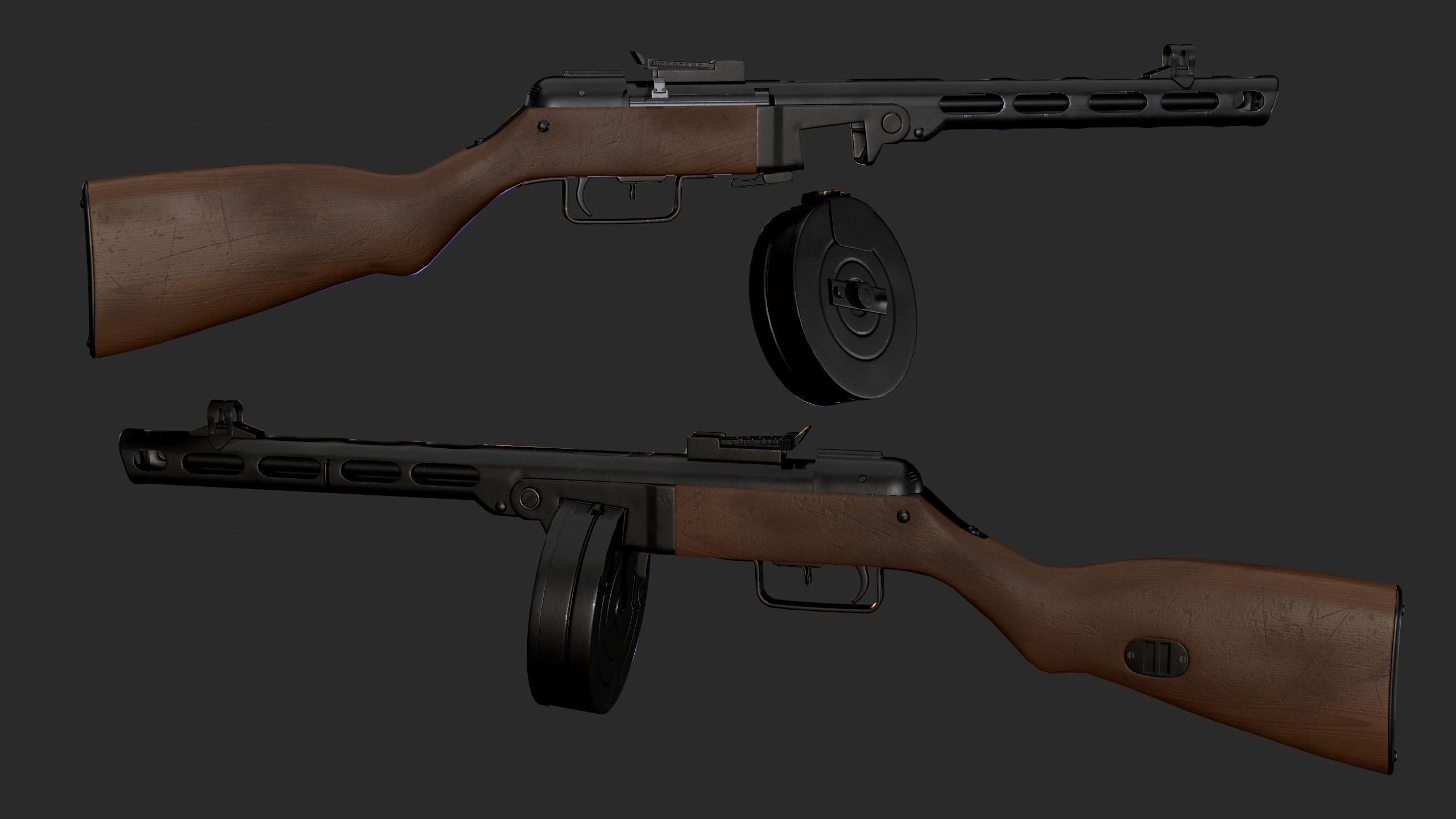 3D model PPSH 41 Soviet 762 x 25 Submachinegun 3d model VR / AR / low ...