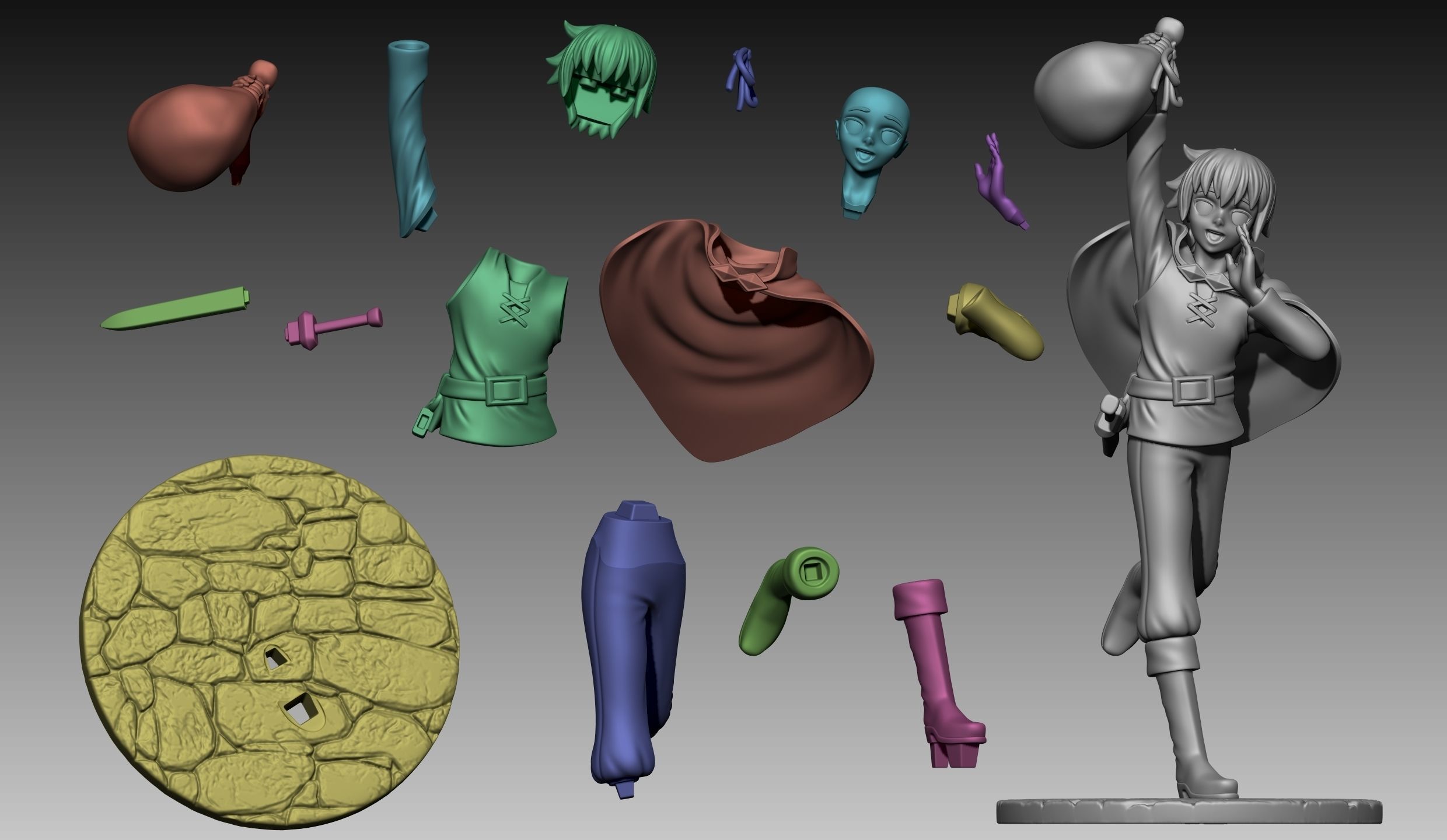 Satou Kazuma 3D model 3D printable | CGTrader