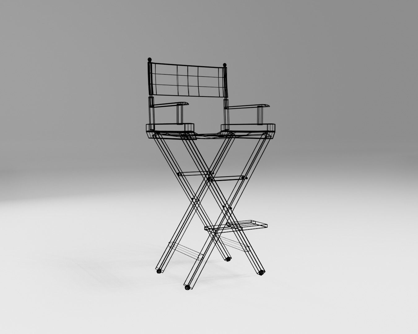 3D model directors production chair metal black fabric VR / AR / low ...